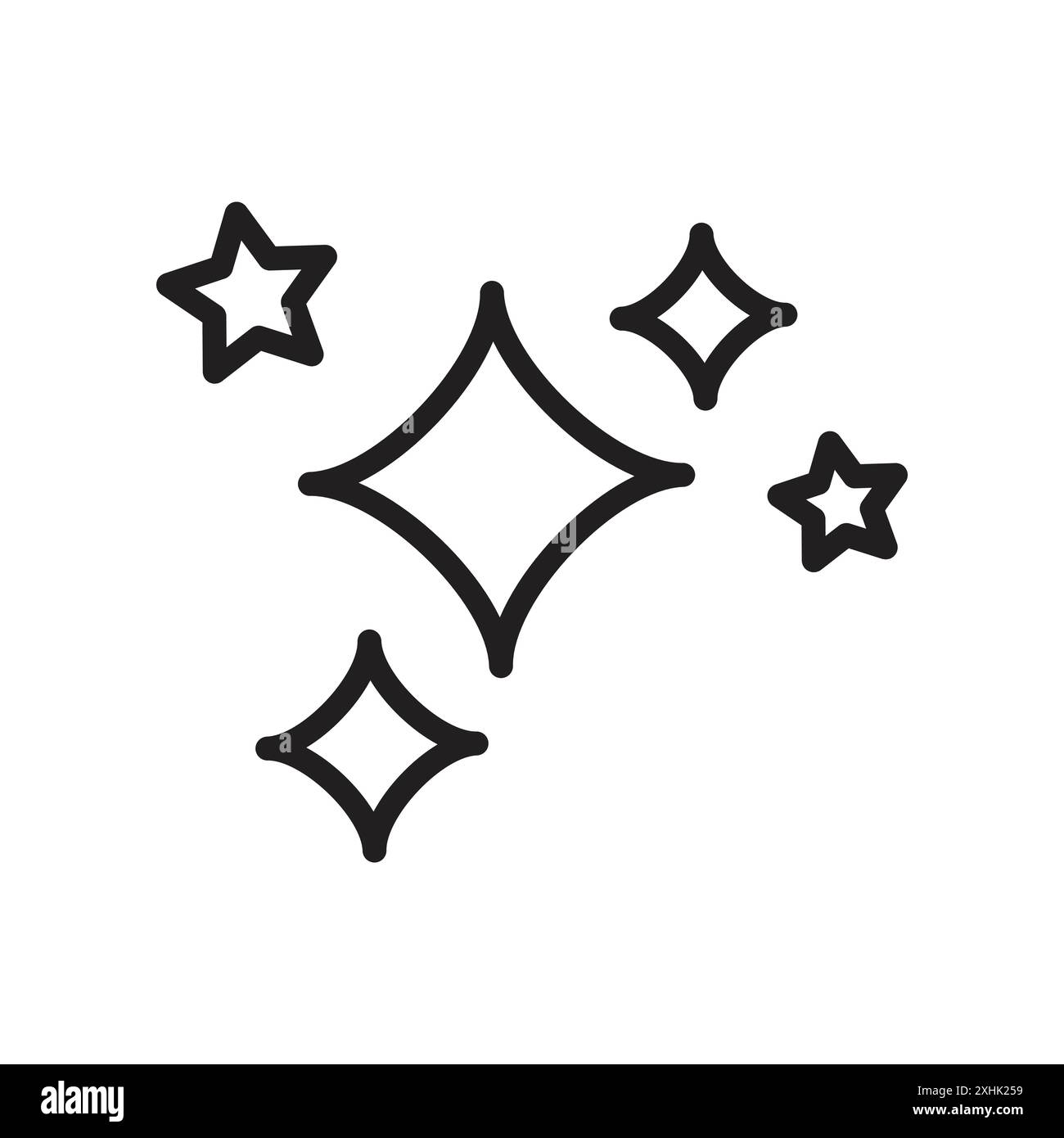Shine icon Black line art vector in black and white outline set ...