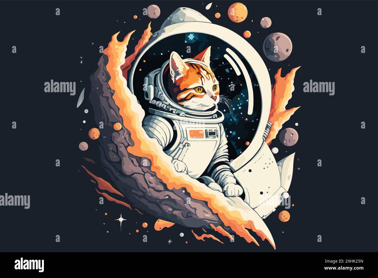 Space cat vector illustration Stock Vector Image & Art - Alamy
