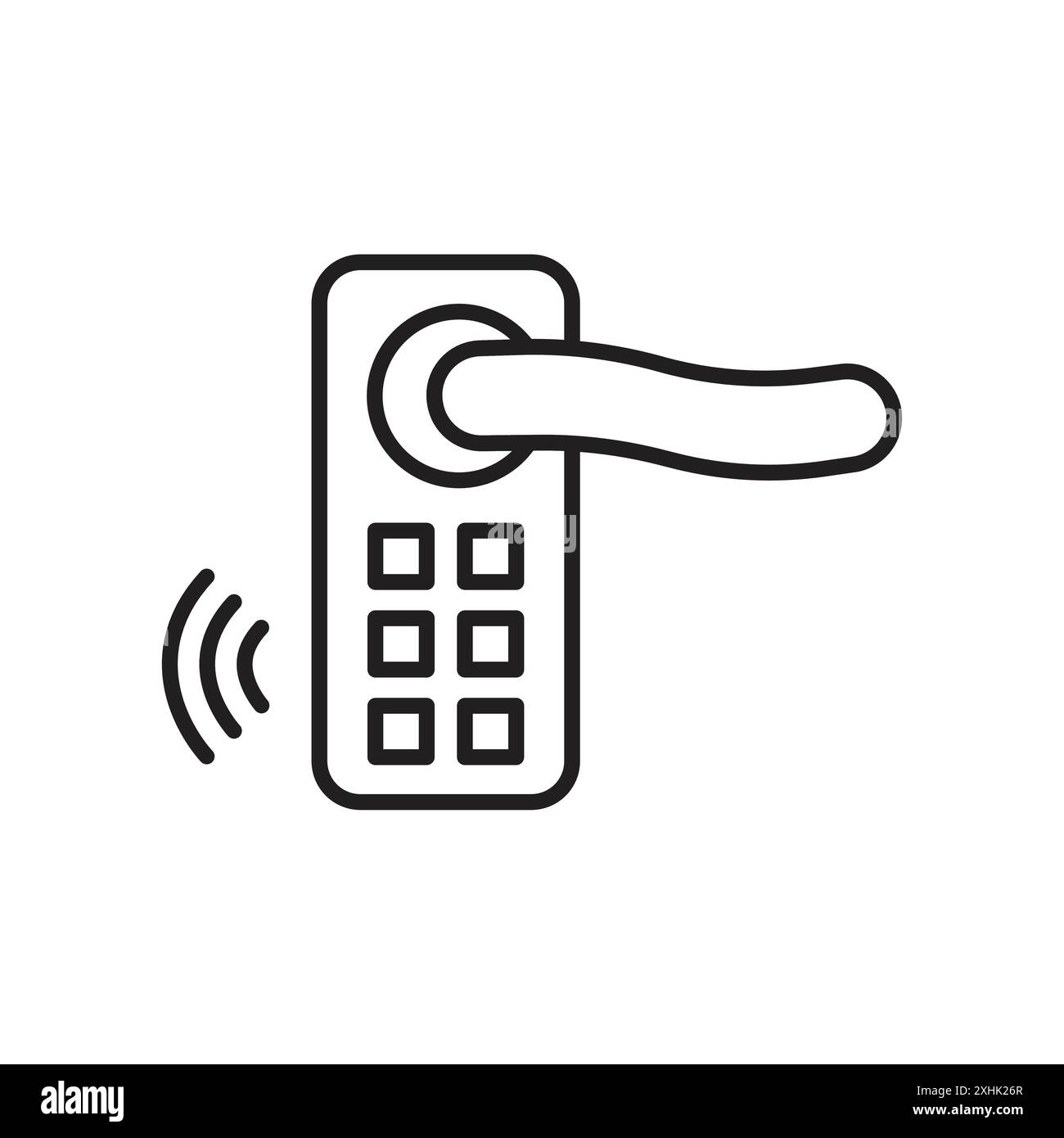 Smart lock icon Black line art vector in black and white outline set ...