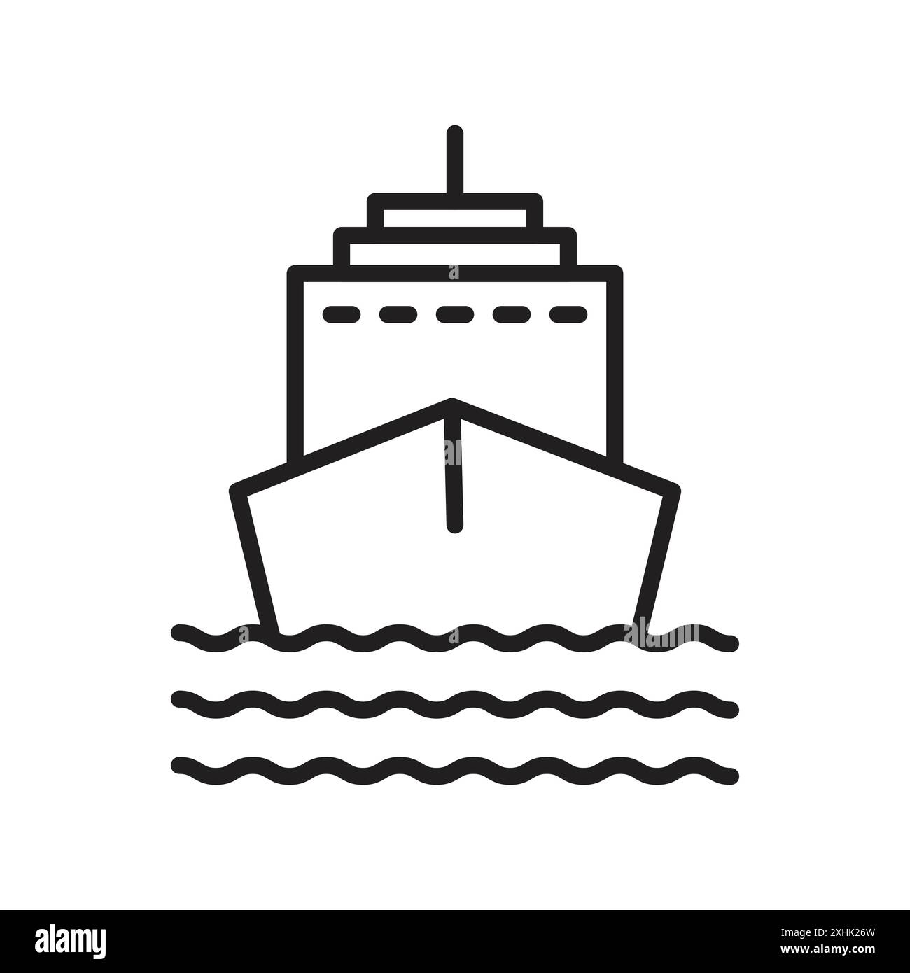 Ship icon Black line art vector in black and white outline set collection sign Stock Vector ...