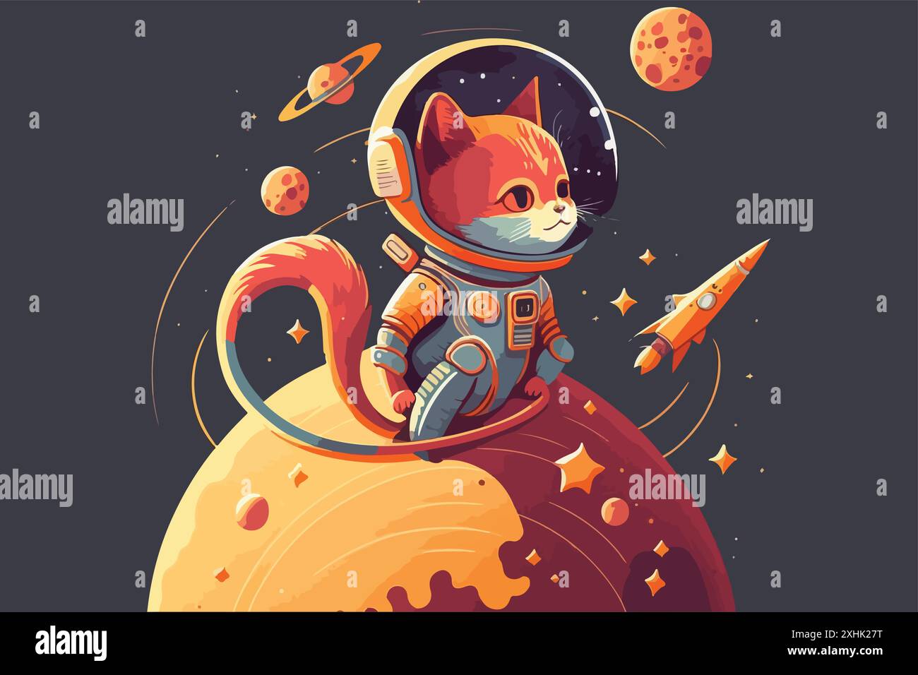 Space cat vector illustration Stock Vector Image & Art - Alamy