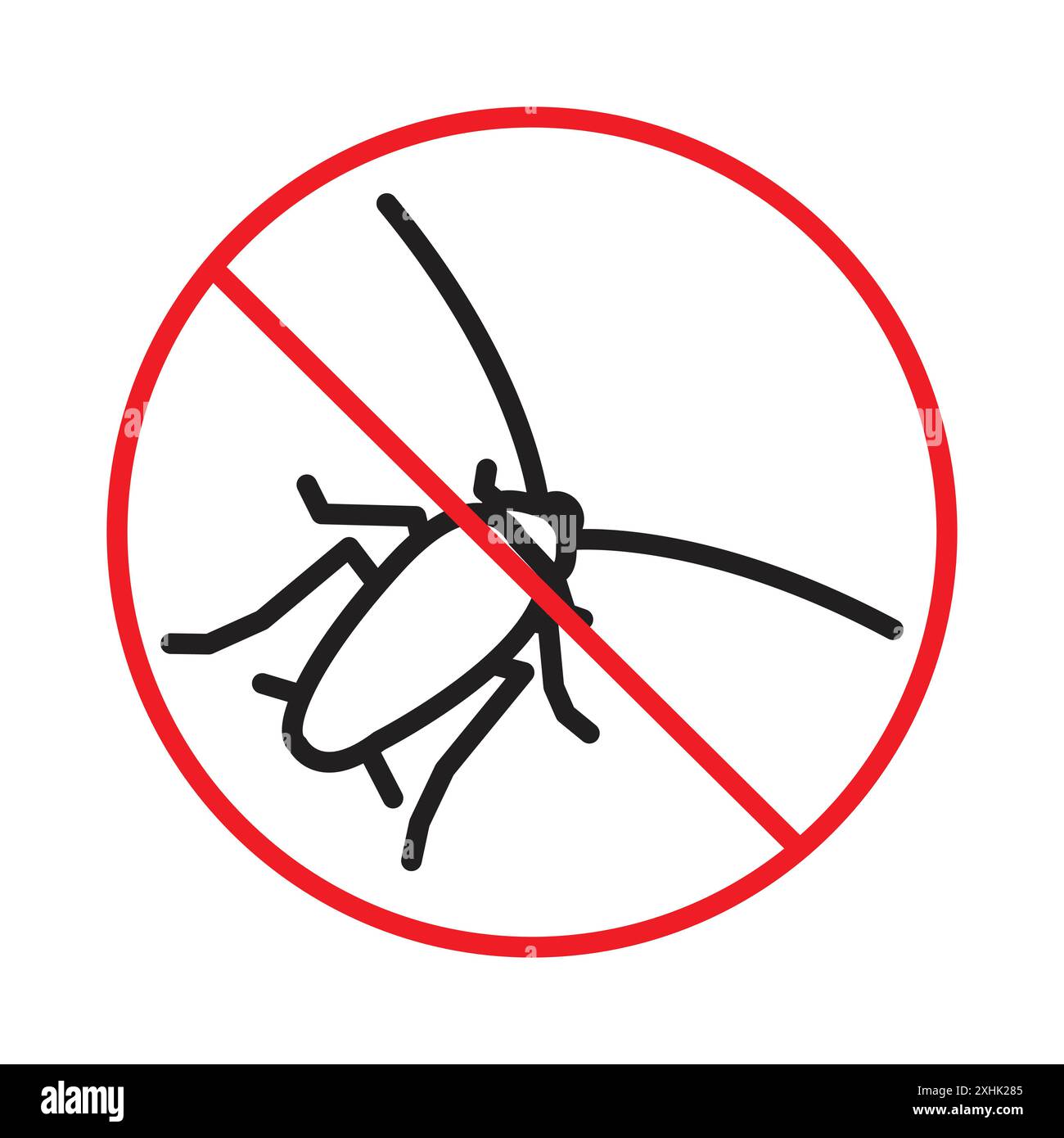 Stop insect sign Black line art vector in black and white outline set ...