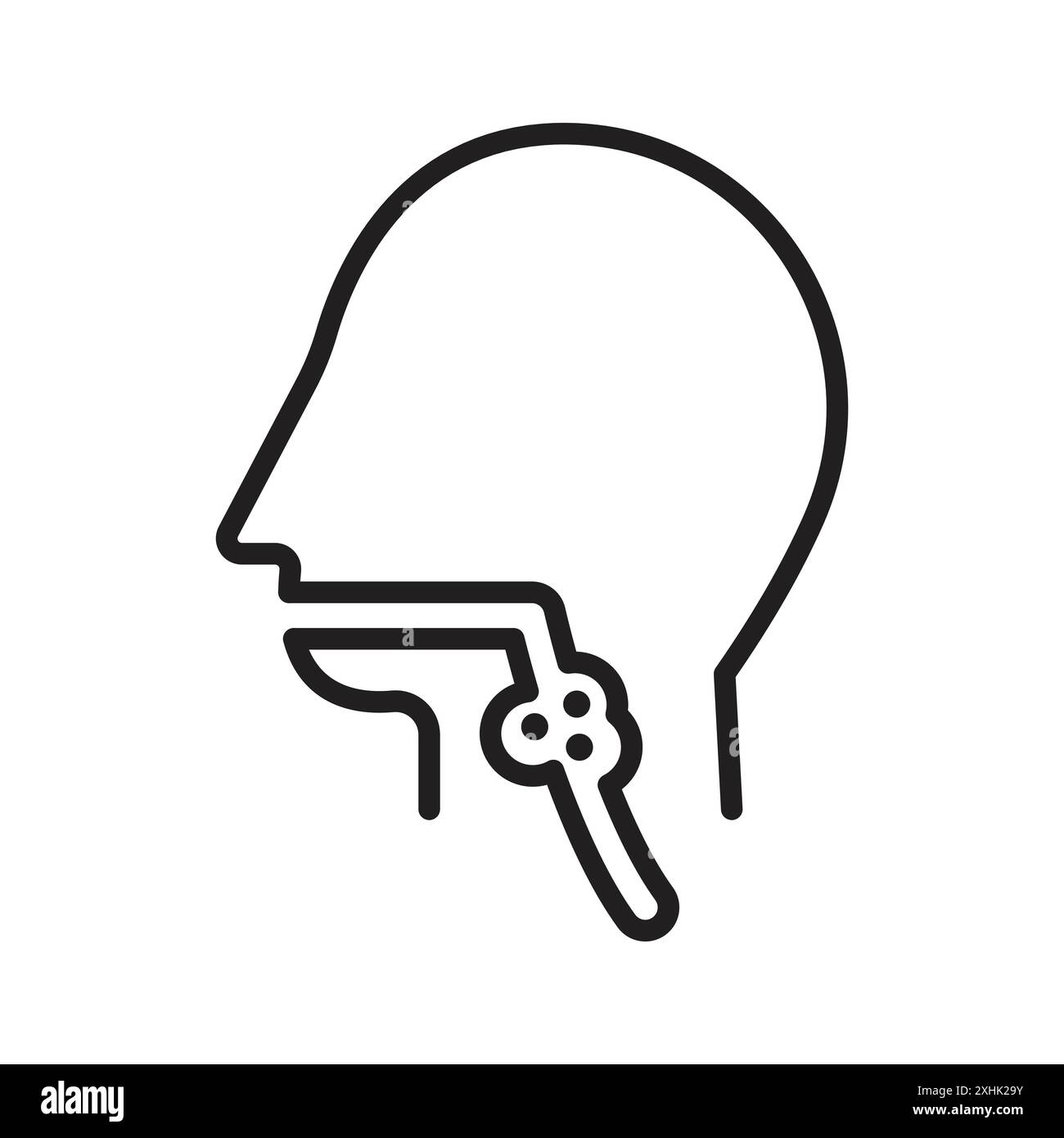 Swallowing reflex icon Black line art vector in black and white outline ...