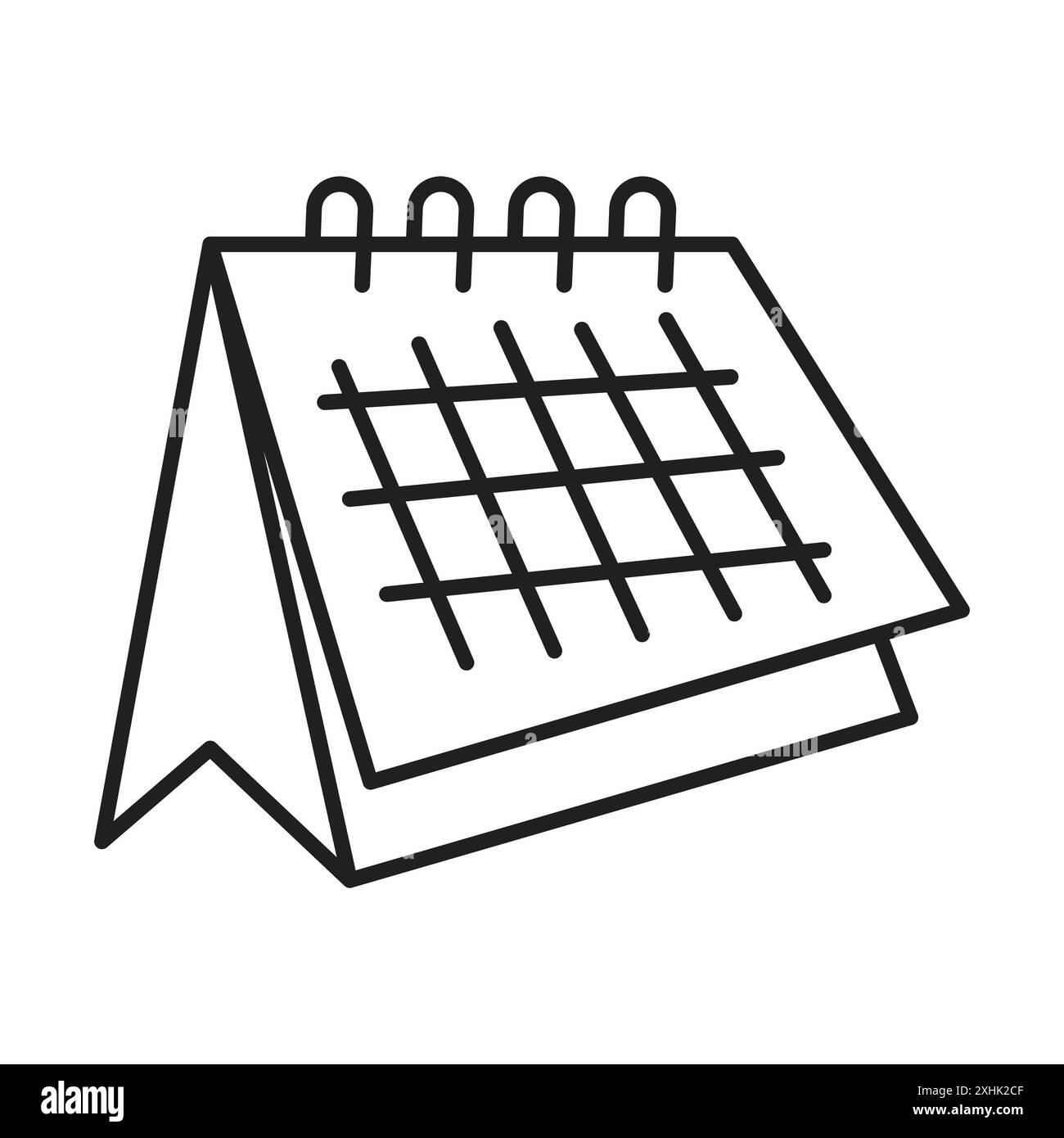 Table calendar icon Black line art vector in black and white outline ...