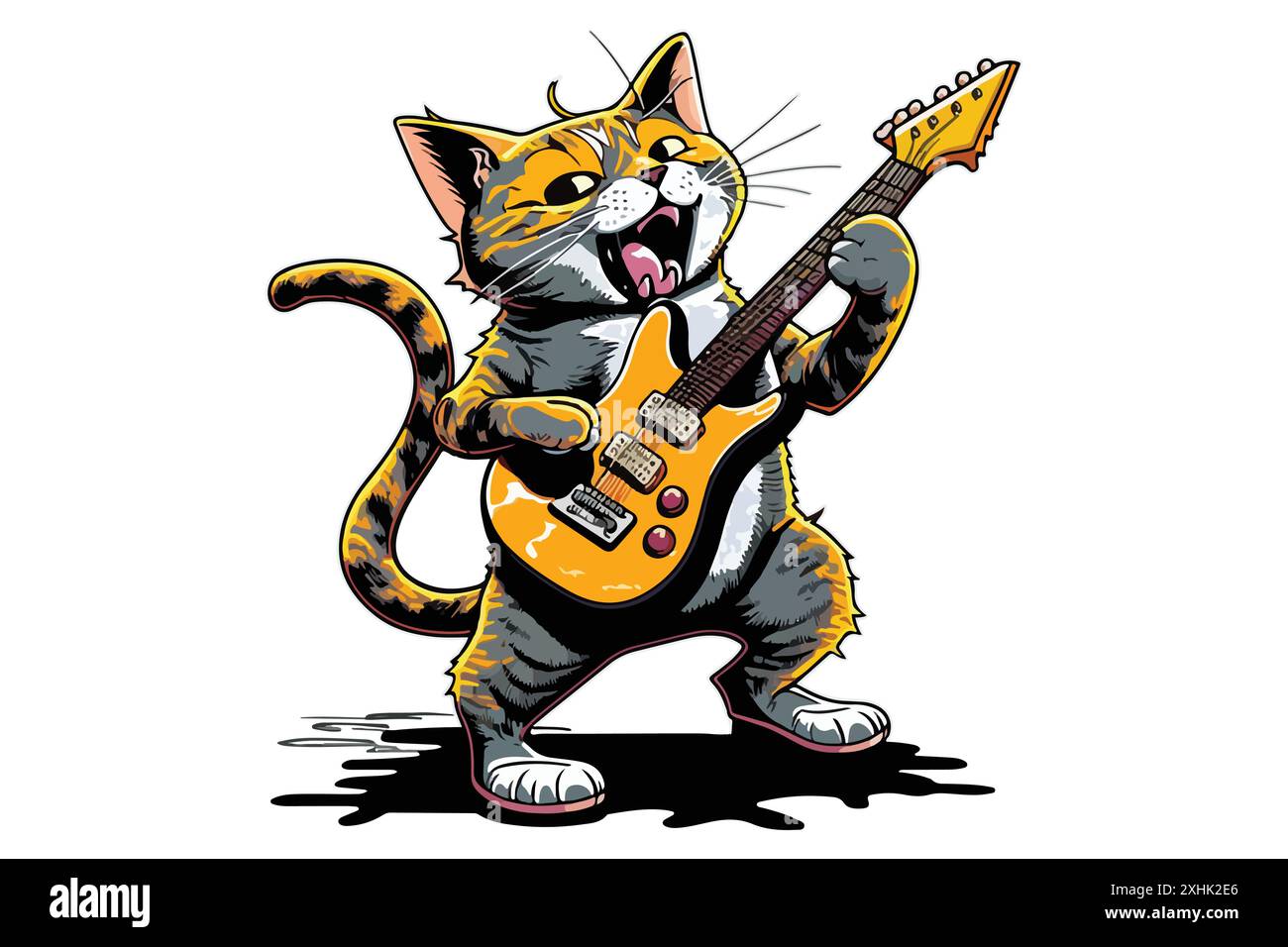 Cat playing guitar vector illustration Stock Vector Image & Art - Alamy