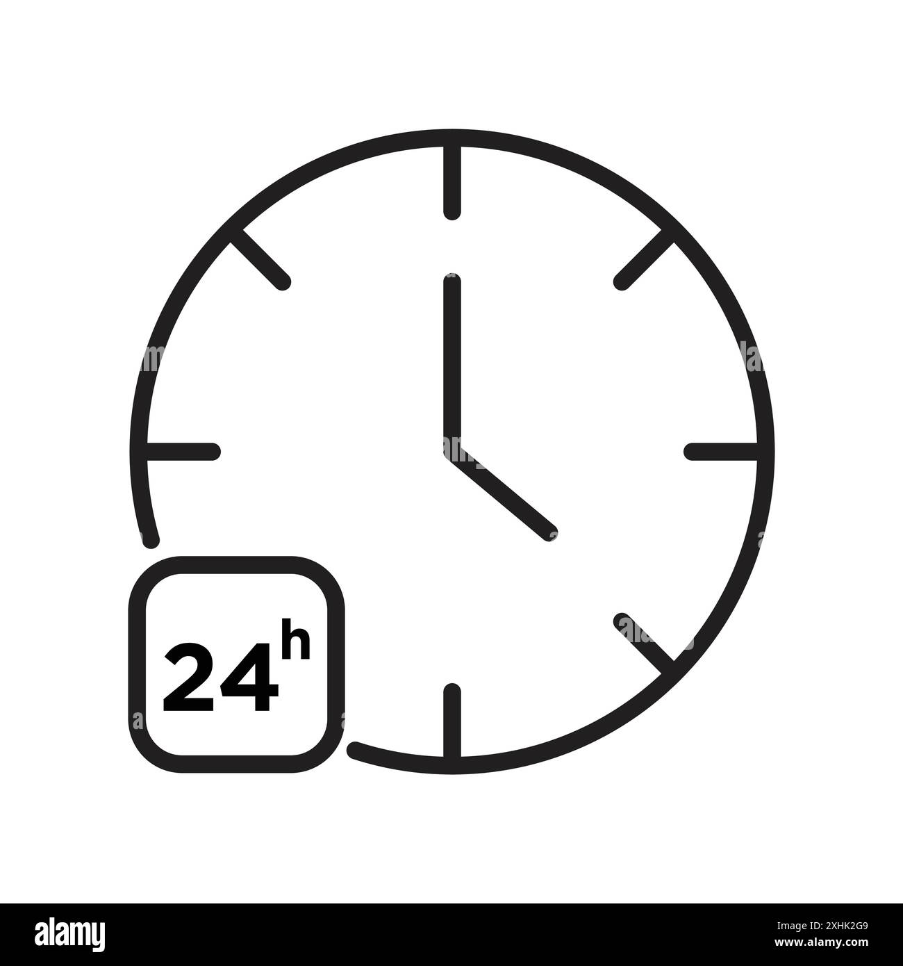 Twenty four hours icon Black line art vector in black and white outline ...
