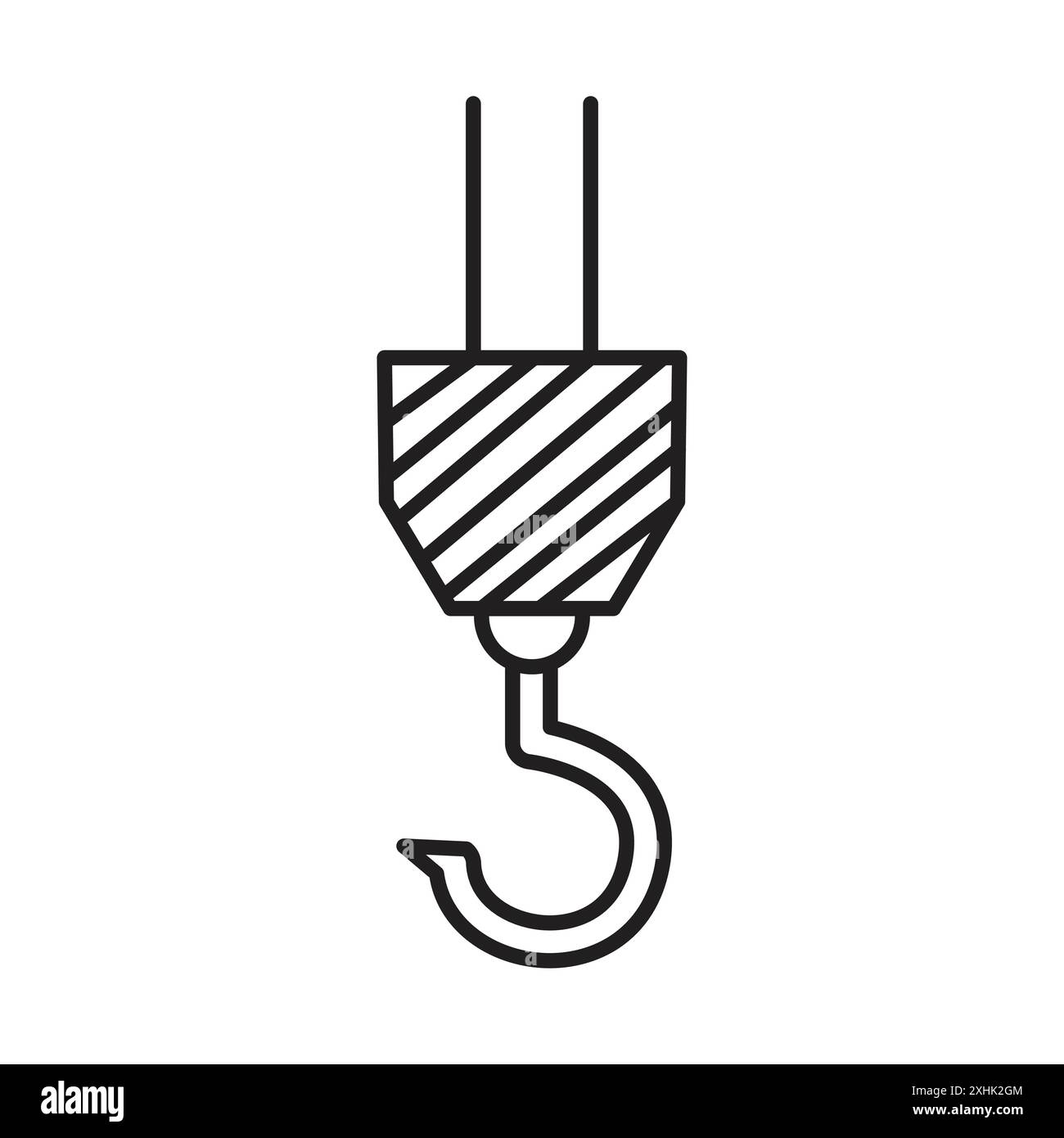 Winch hook icon Black line art vector in black and white outline set collection sign Stock ...