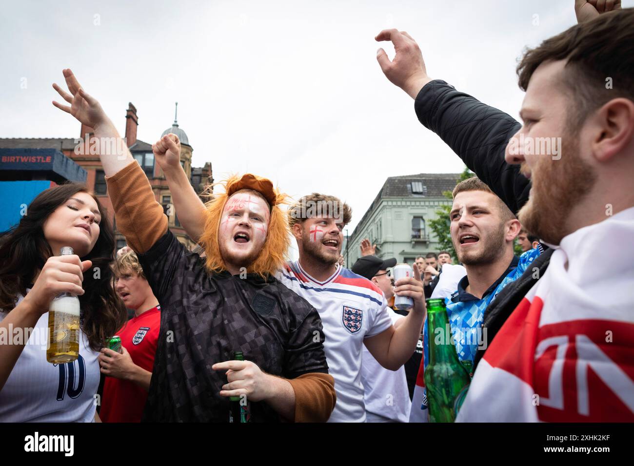 Manchester, UK. 14th July, 2024. England fans gather at Stevenson ...