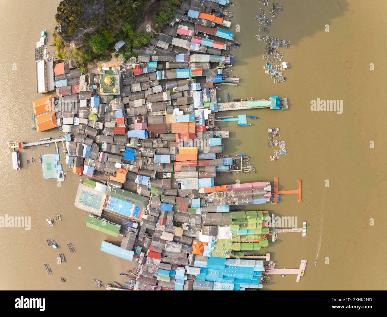 Aerial view of Panyee island in Phang Nga Thailand,Wide angle landscape ...