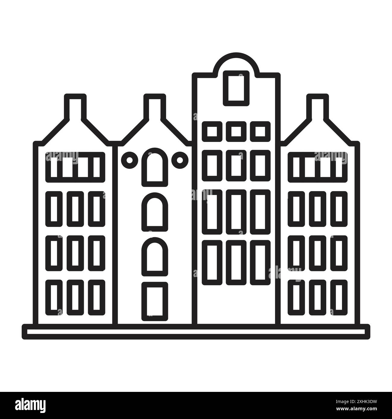 Amsterdam icon Black line art vector in black and white outline set collection sign Stock Vector ...