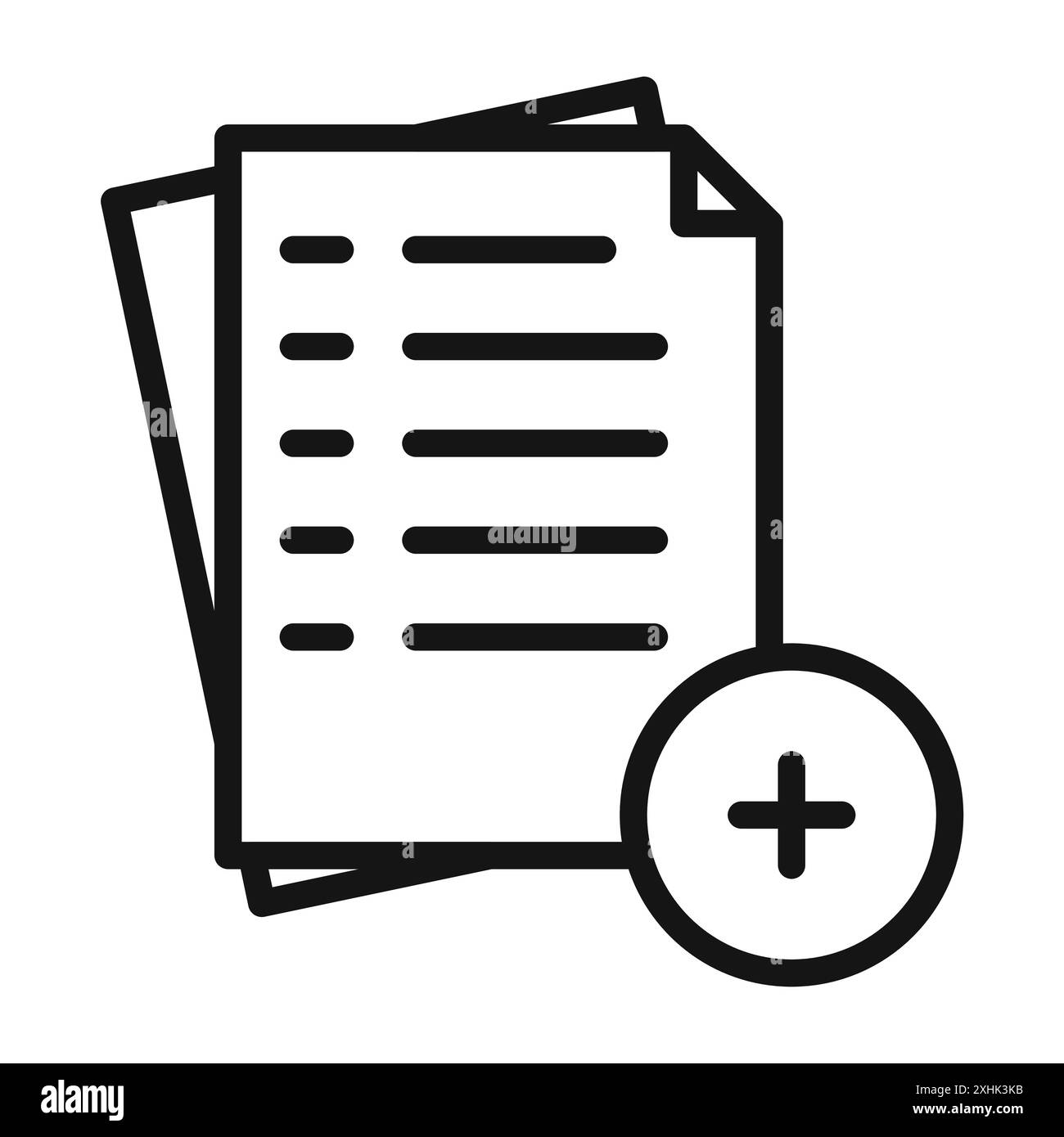 Add document icon Black line art vector in black and white outline set ...