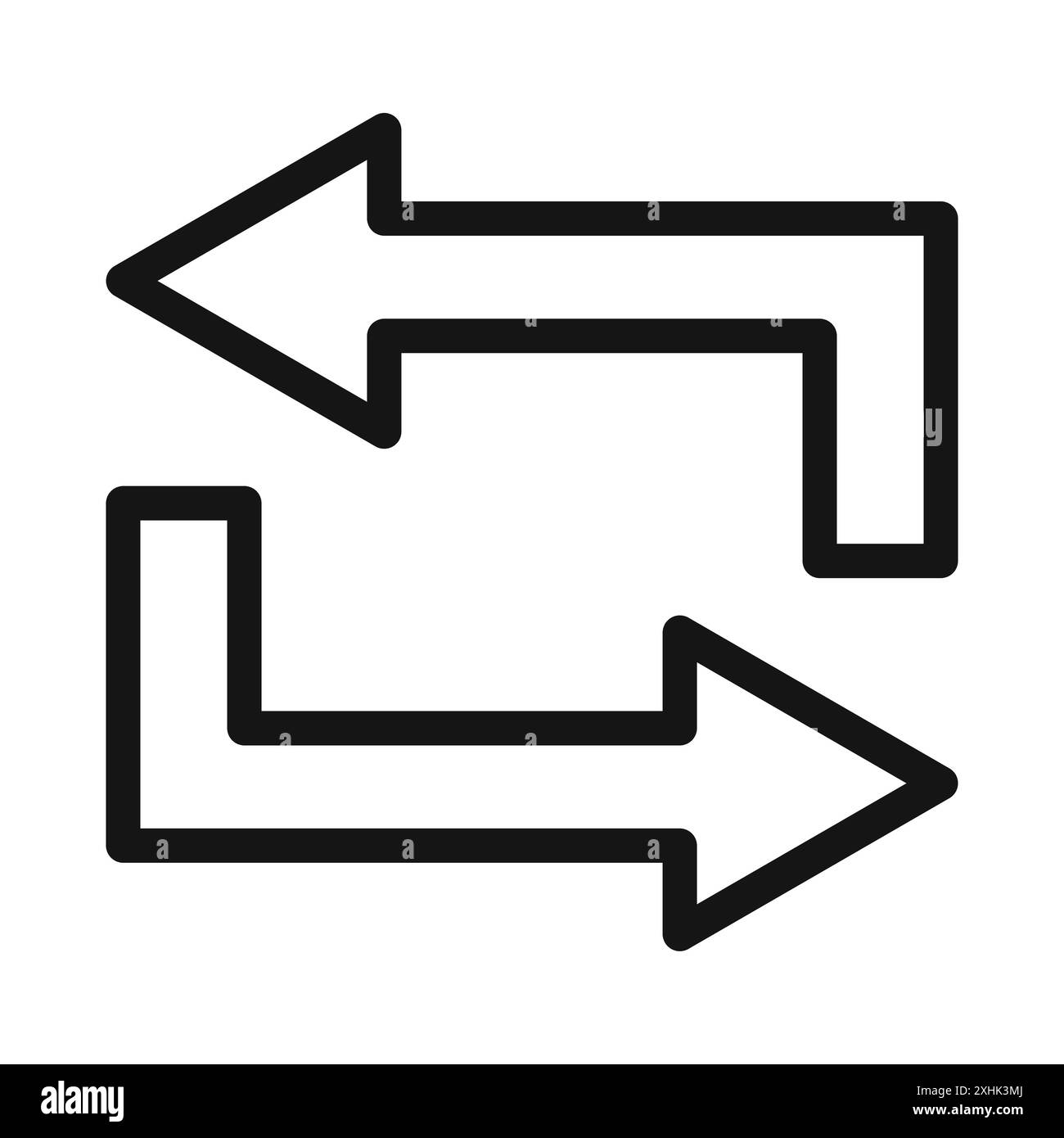 Arrows repeat icon Black line art vector in black and white outline set ...