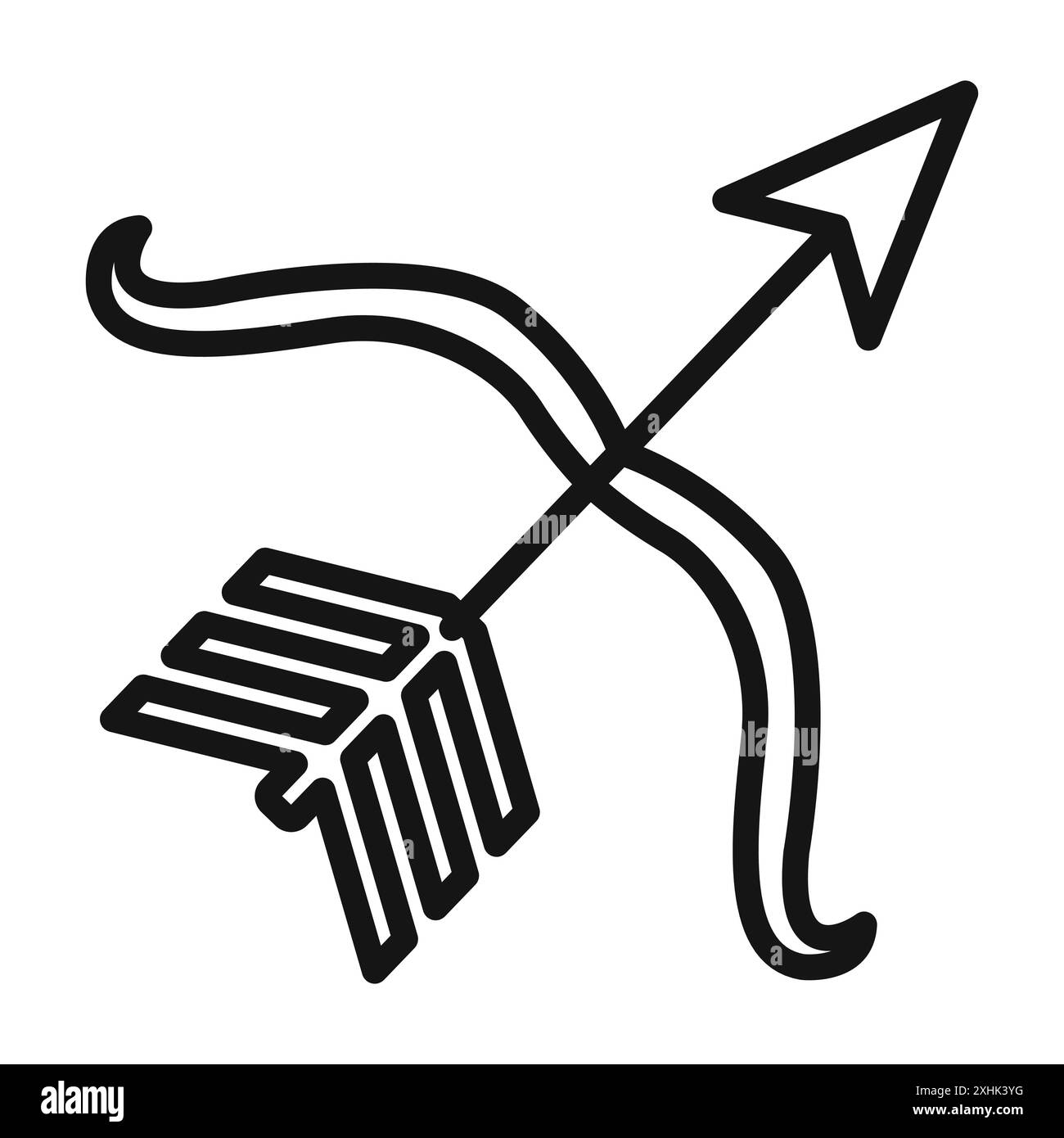 Bow arrow icon Black line art vector in black and white outline set ...
