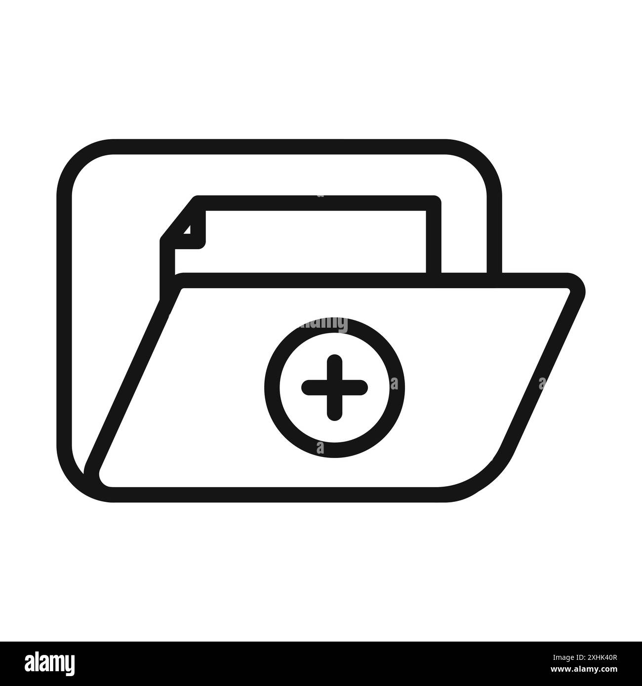 Add folder icon Black line art vector in black and white outline set ...
