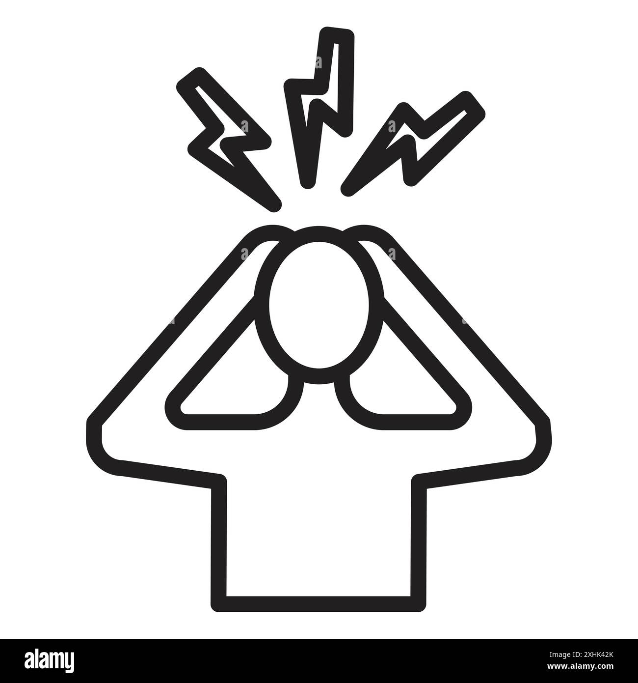 Anxiety or stress icon Black line art vector in black and white outline ...