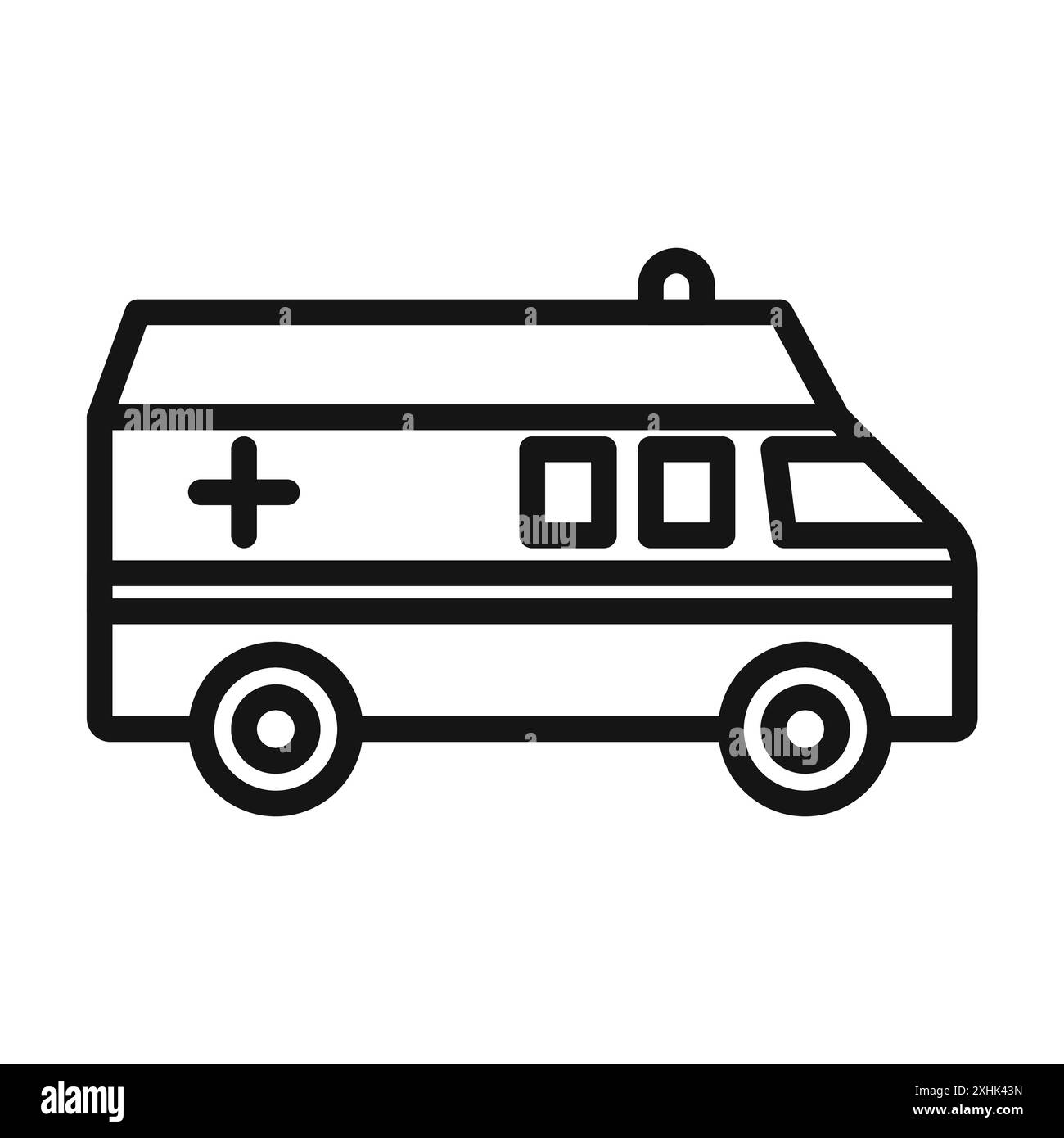 Ambulance icon Black line art vector in black and white outline set ...