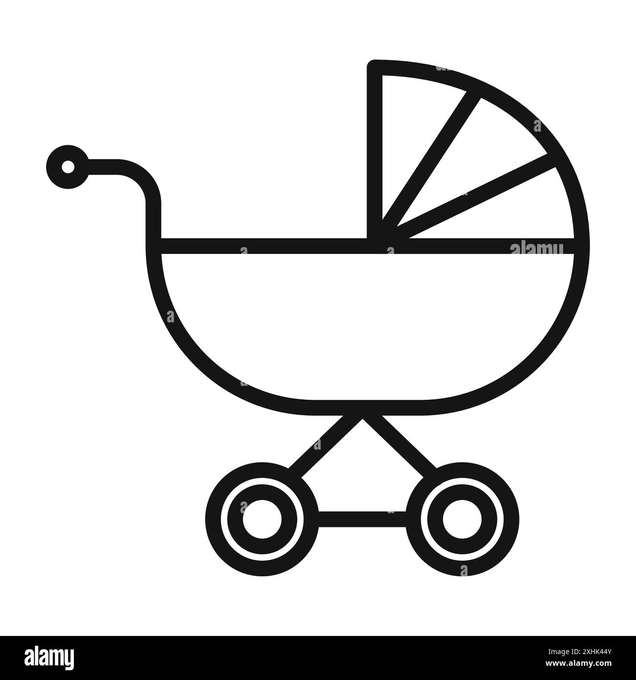 Baby carriage icon Black line art vector in black and white outline set ...