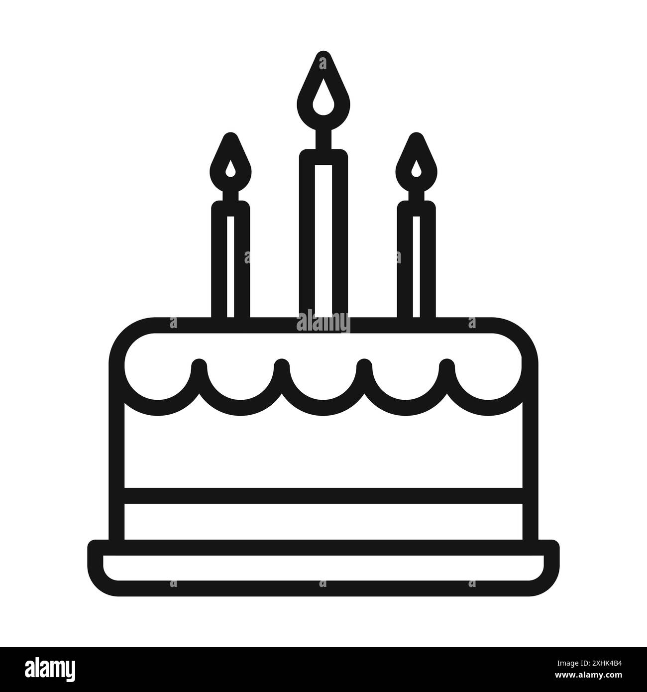 Cake birthday icon Black line art vector in black and white outline set ...