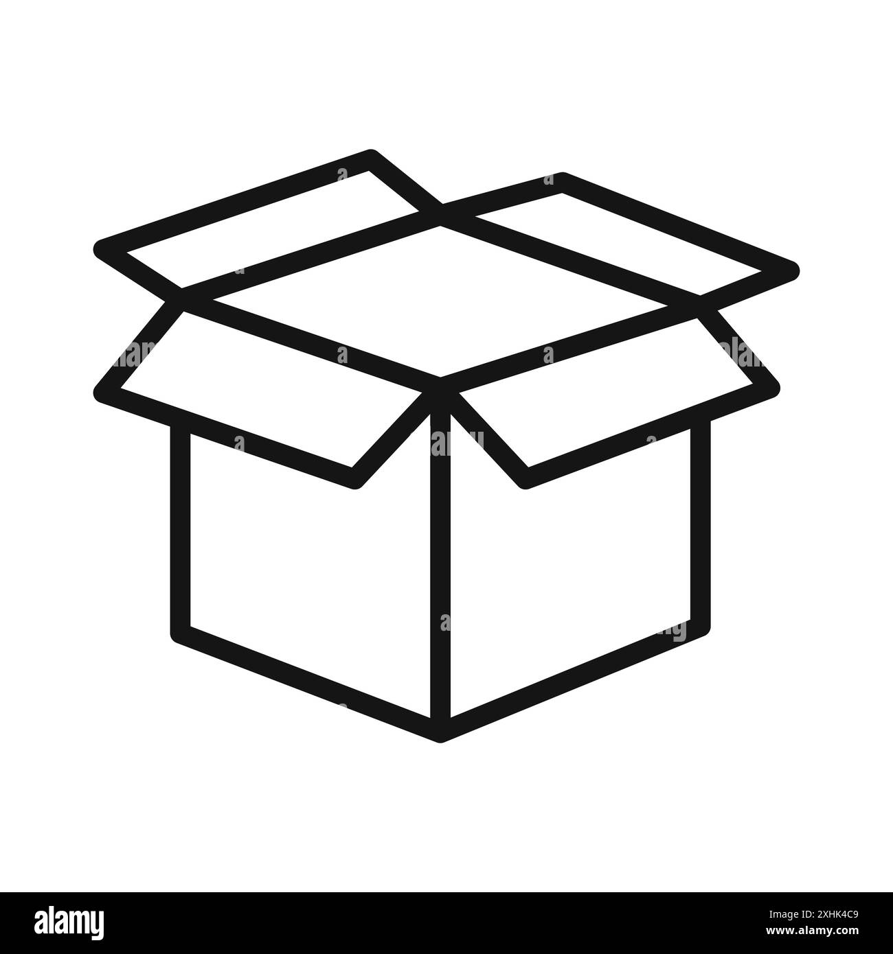 Box icon Black line art vector in black and white outline set ...