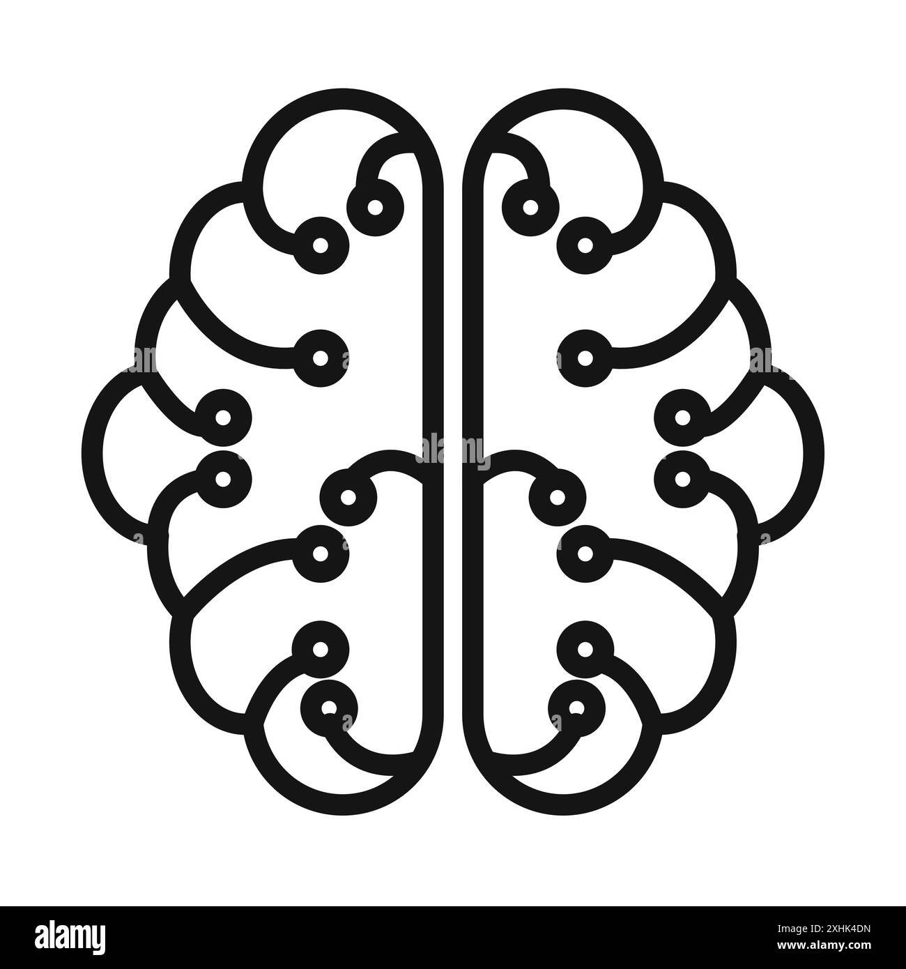 Brain circuit icon Black line art vector in black and white outline set ...