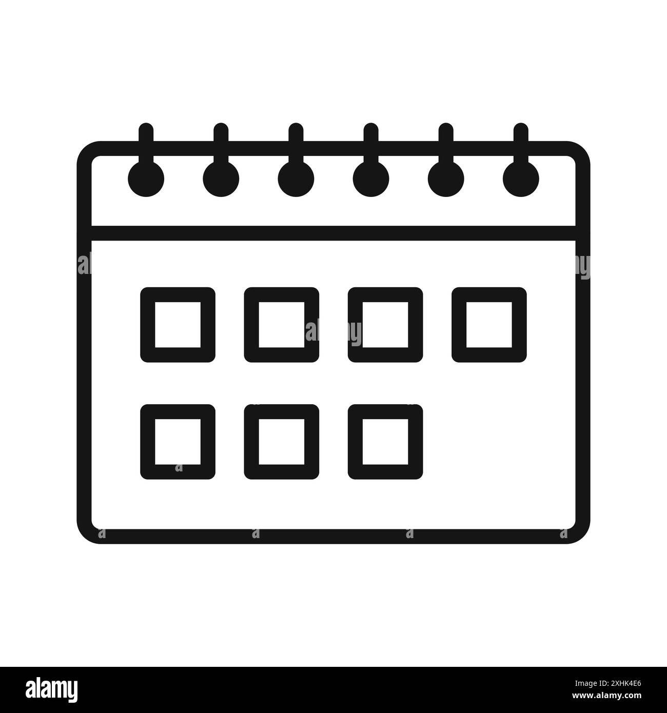 Calendar icon Black line art vector in black and white outline set ...