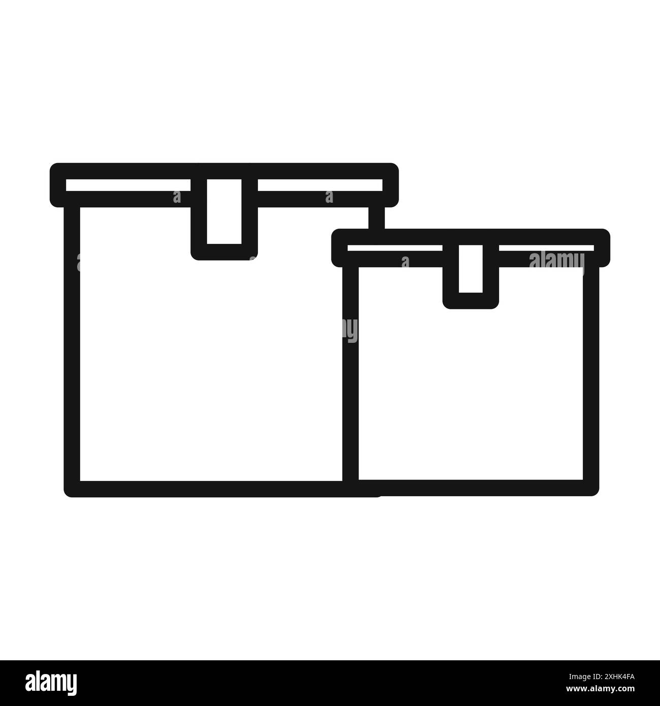 Boxes icon Black line art vector in black and white outline set ...
