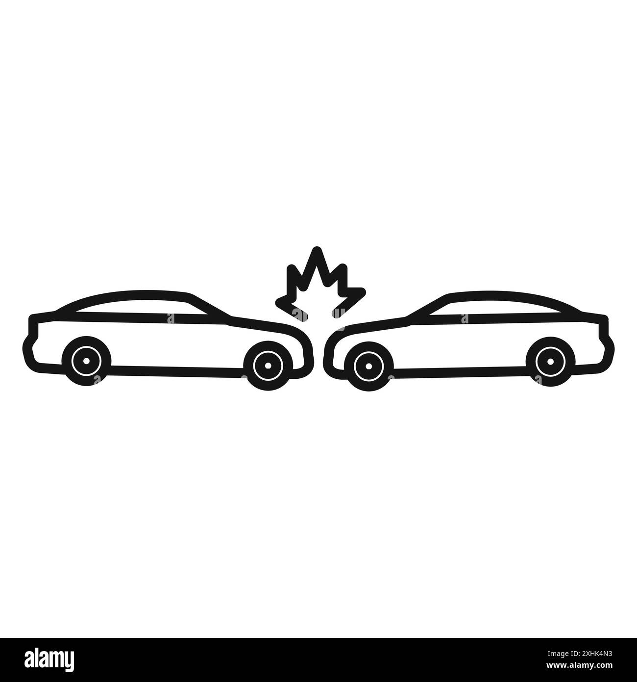 Car crash icon Black line art vector in black and white outline set ...