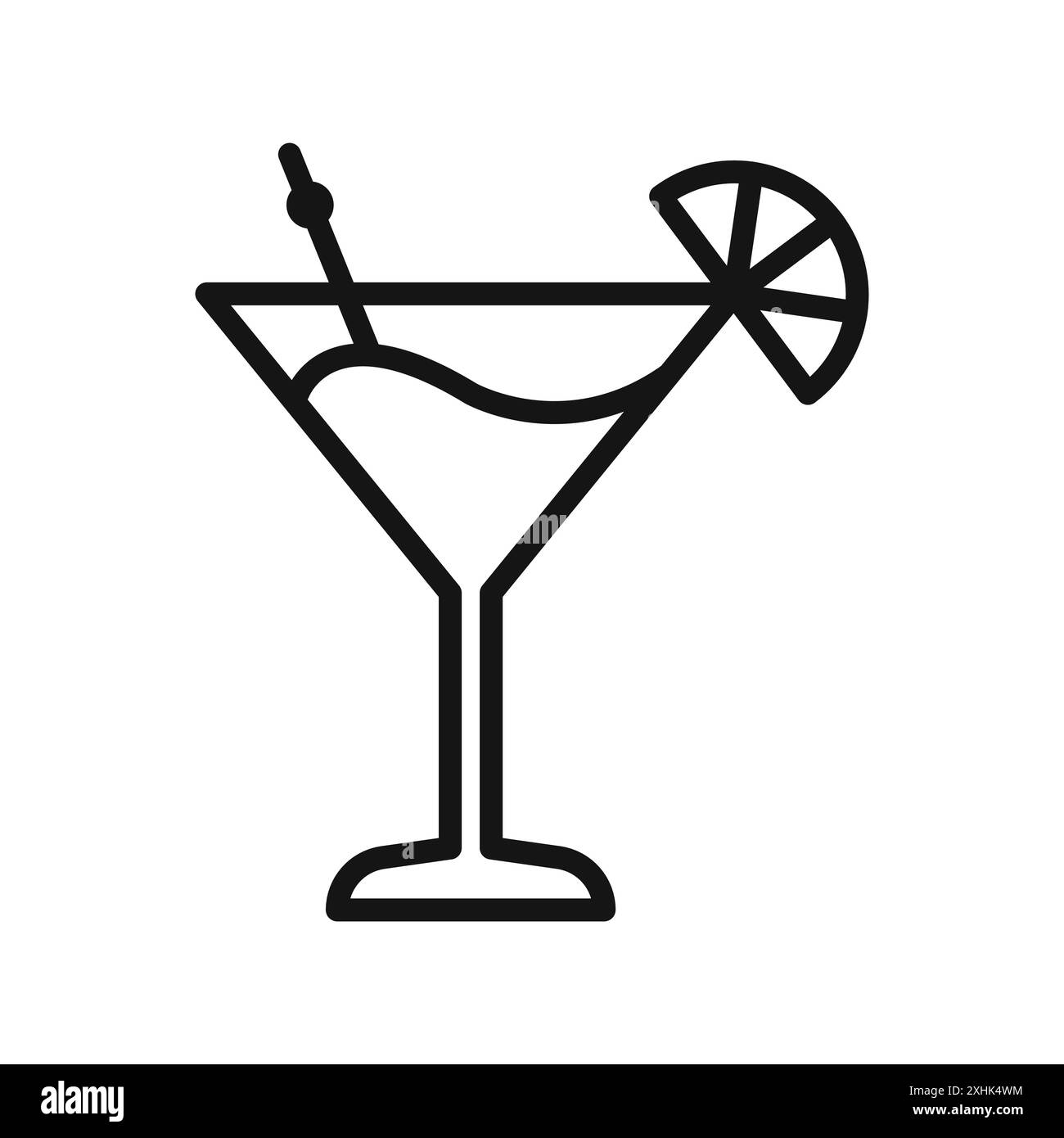 Cocktail icon Black line art vector in black and white outline set collection sign Stock Vector ...