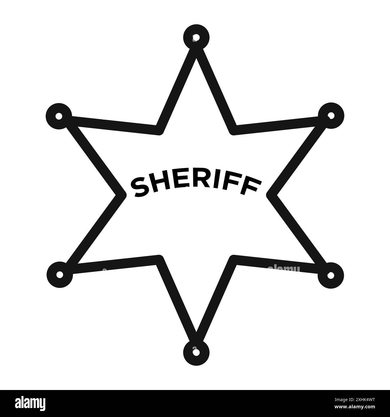 Badge Sheriff icon Black line art vector in black and white outline set ...