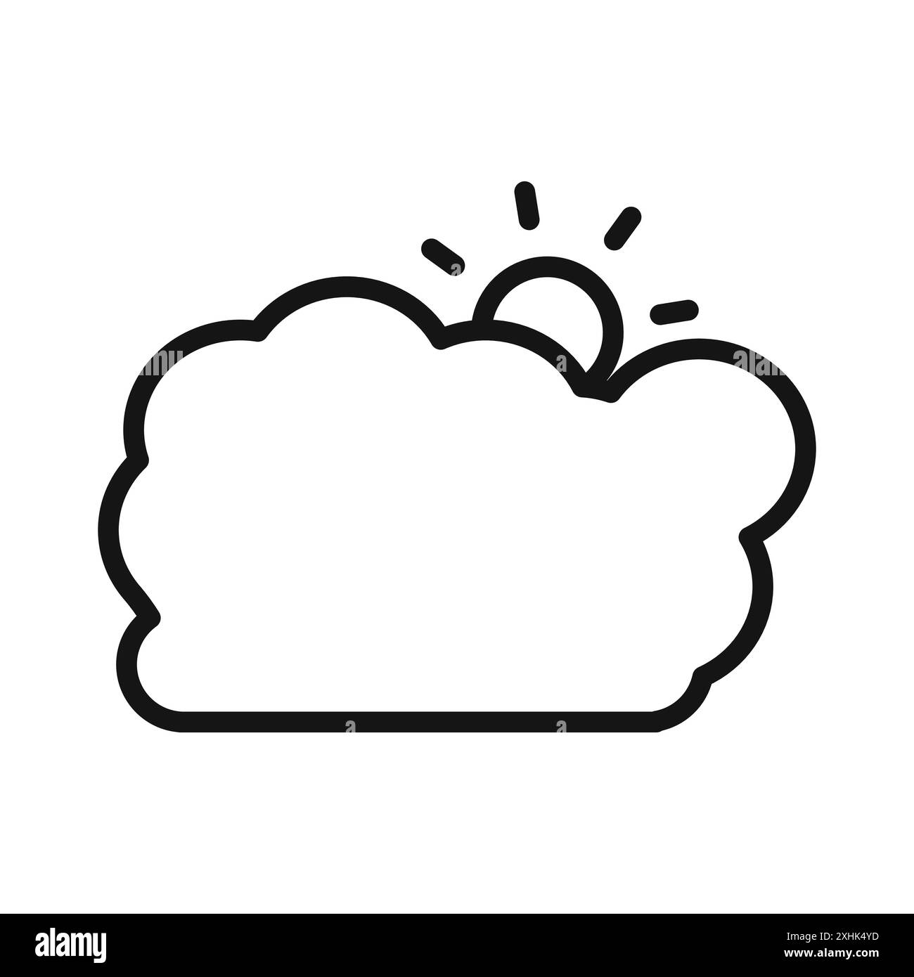 Cloud sun icon Black line art vector in black and white outline set collection sign Stock Vector ...