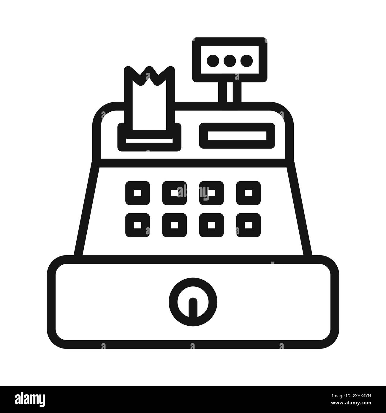 Cash register icon Black line art vector in black and white outline set ...