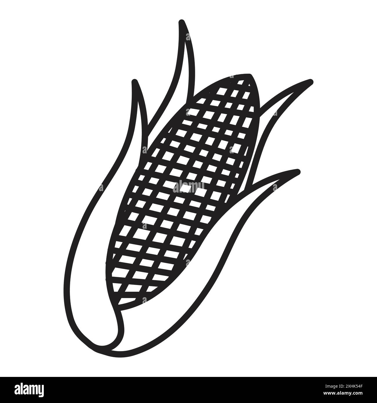 Corn icon Black line art vector in black and white outline set ...