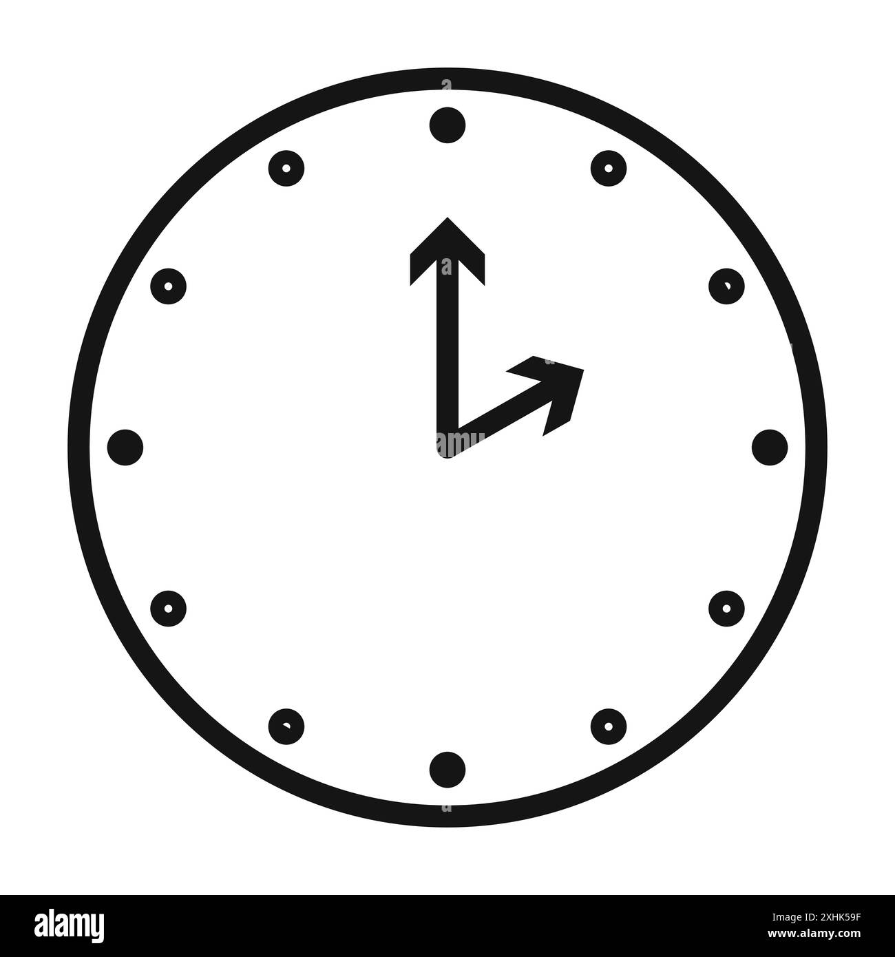 Clock two icon Black line art vector in black and white outline set collection sign Stock Vector ...