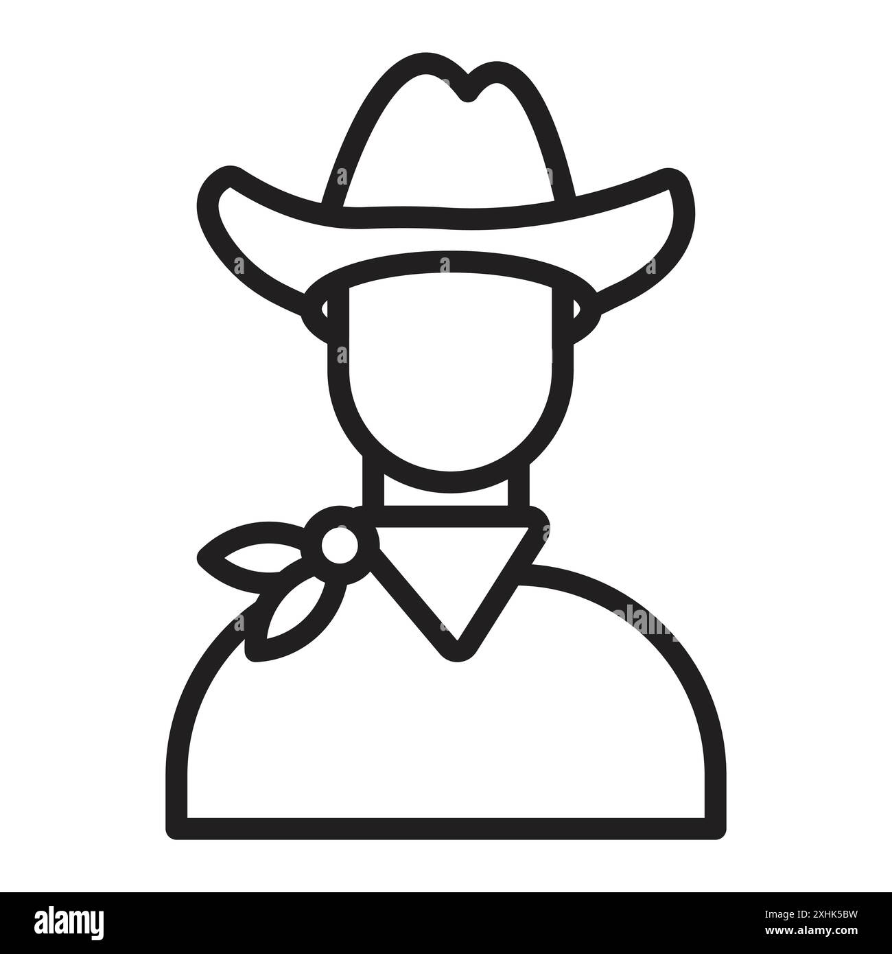 Cowboy icon Black line art vector in black and white outline set ...