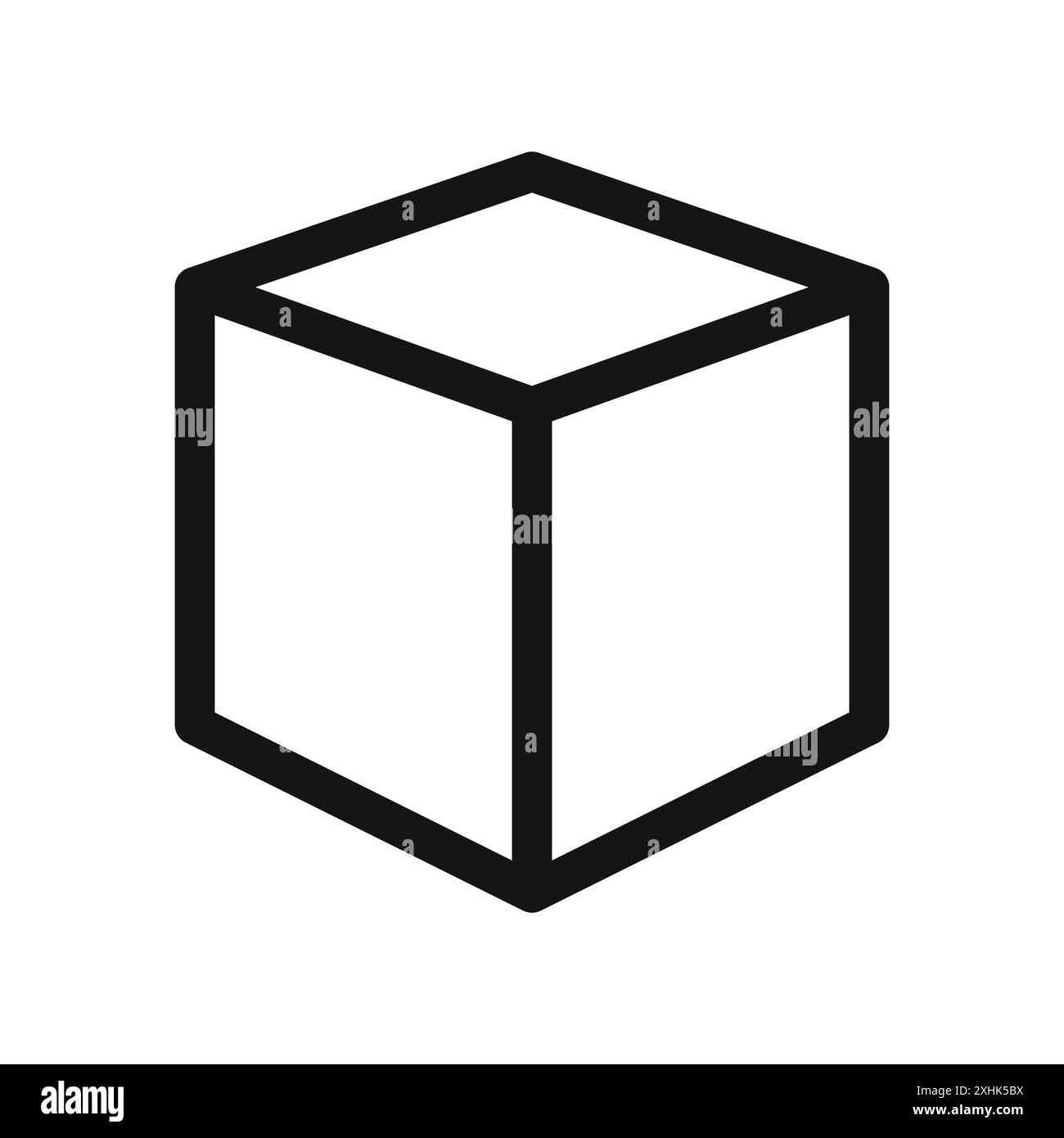 Black line isometric cube icon Black and White Stock Photos & Images ...