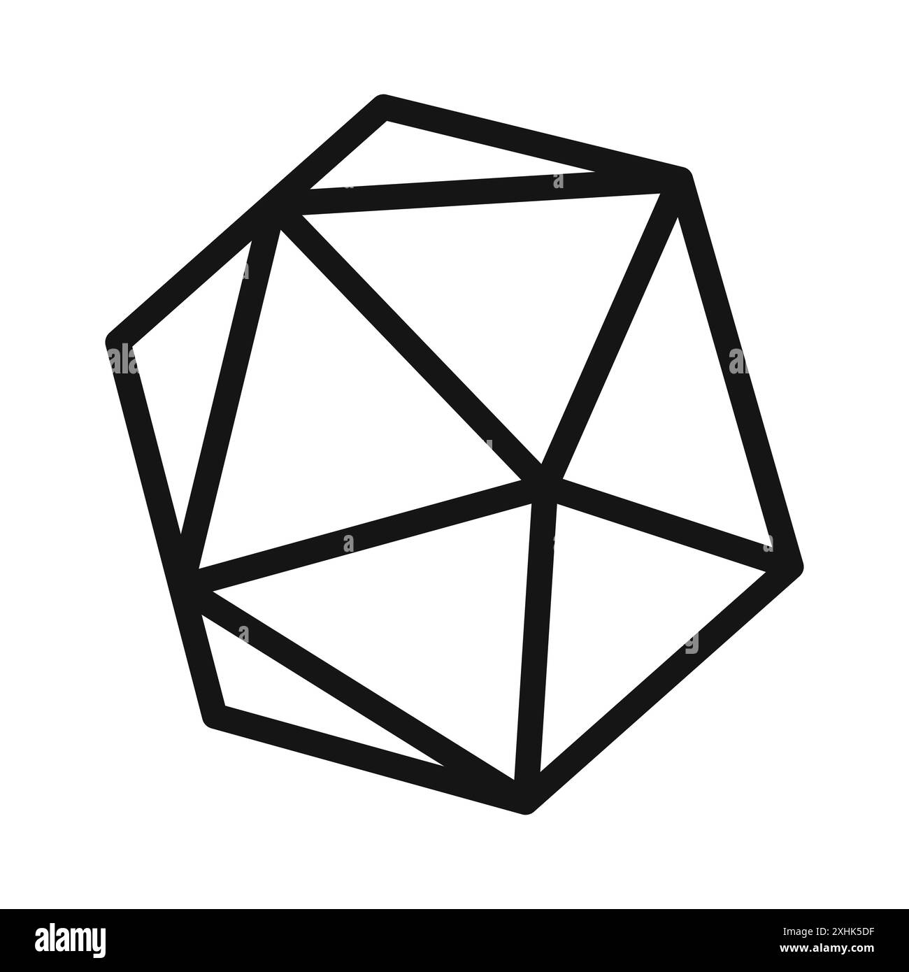 Dice d20 icon Black line art vector in black and white outline set ...