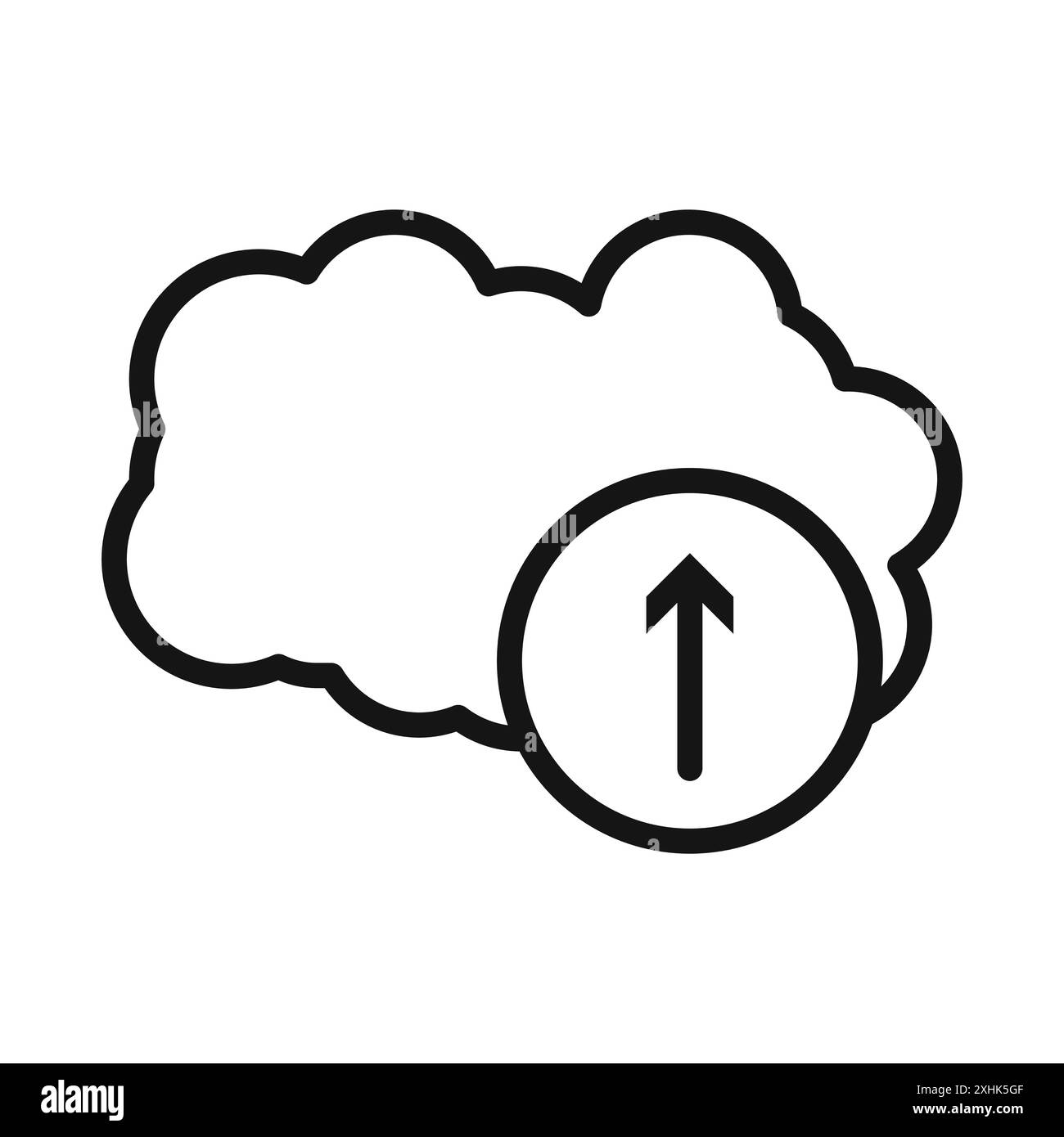 Cloud upload icon Black line art vector in black and white outline set collection sign Stock ...