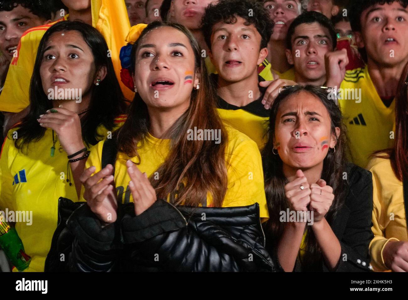 Colombia fans watch a broadcast during the Copa America final soccer ...