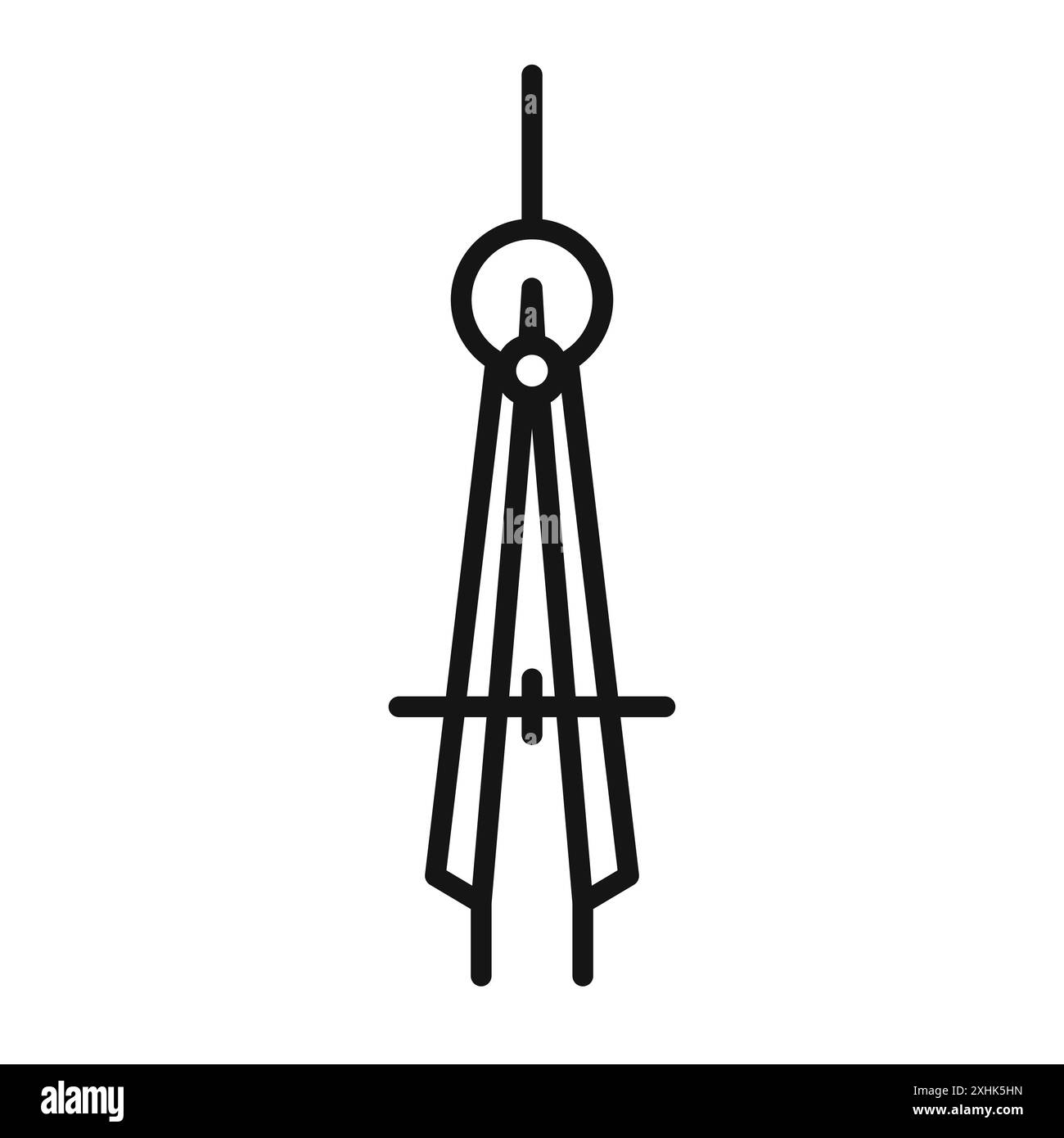 Drafting compass icon Black line art vector in black and white outline ...