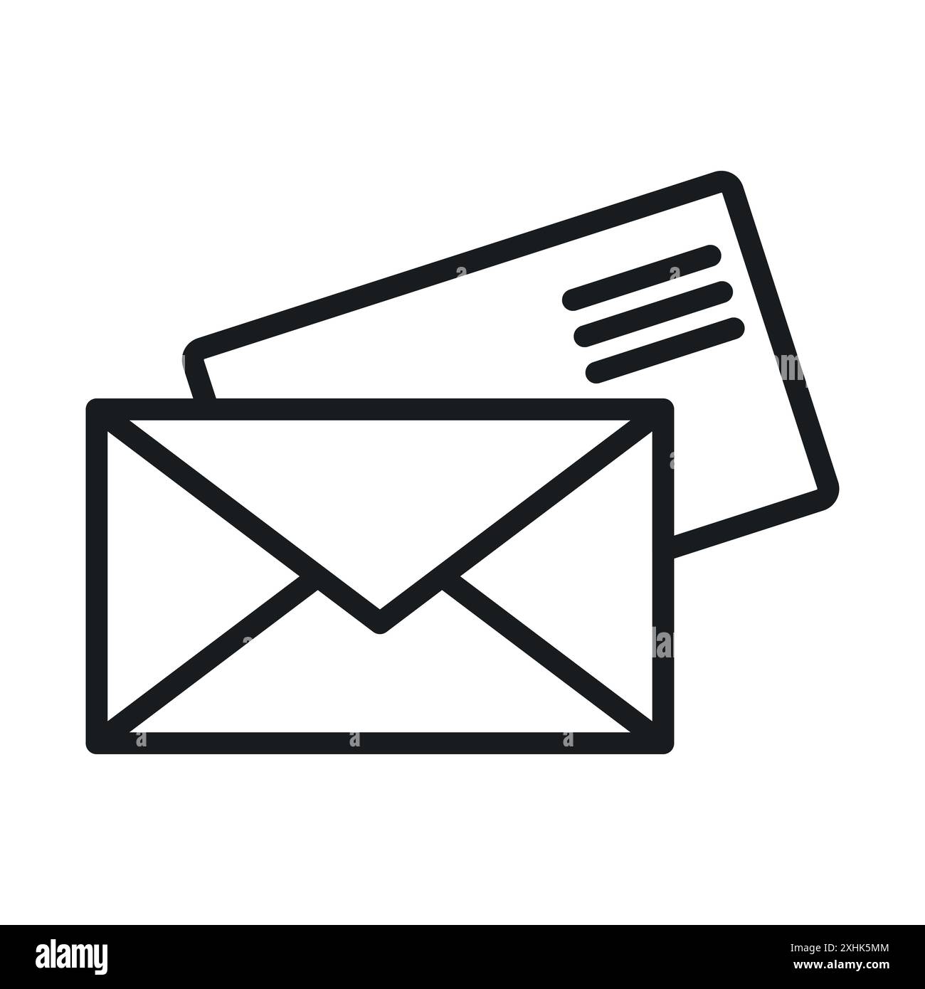 Envelope icon Black line art vector in black and white outline set ...