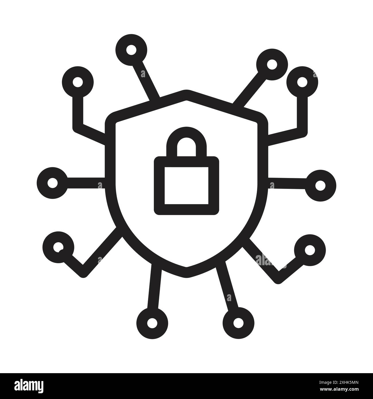 Cyber security icon Black line art vector in black and white outline ...