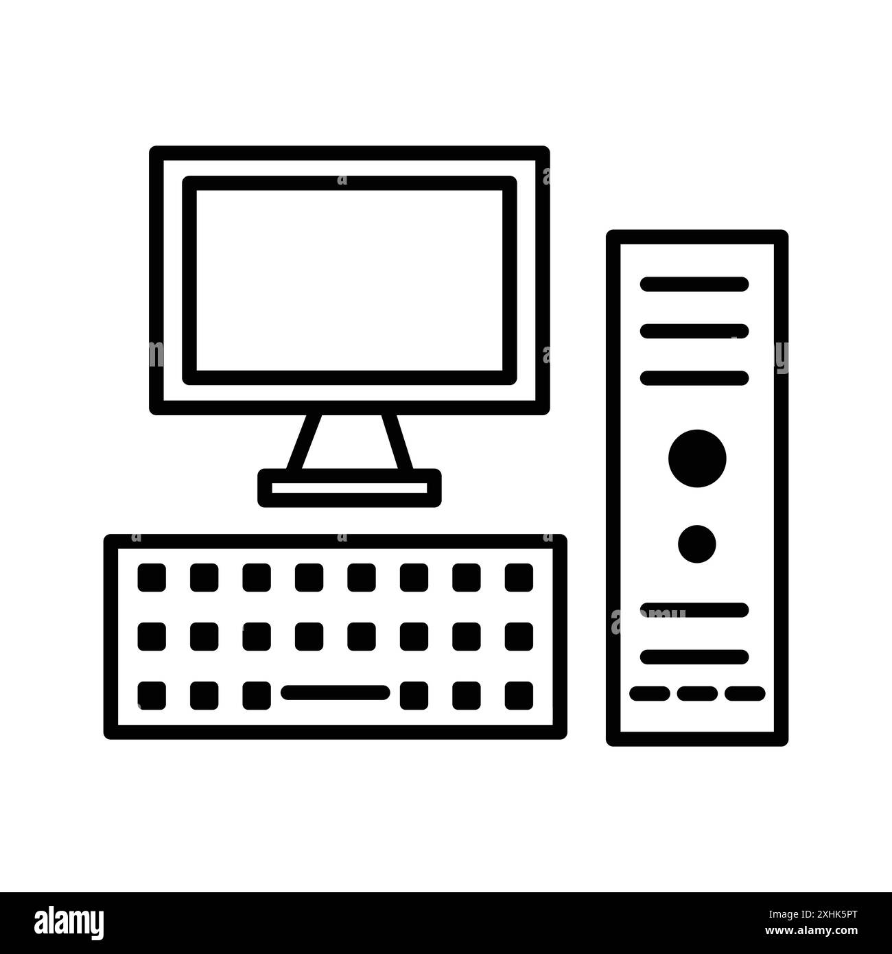 Computer icon Black line art vector in black and white outline set ...
