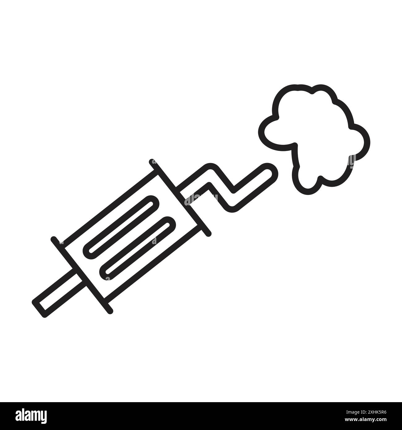 Exhaust pipe Icon Black line art vector in black and white outline set ...