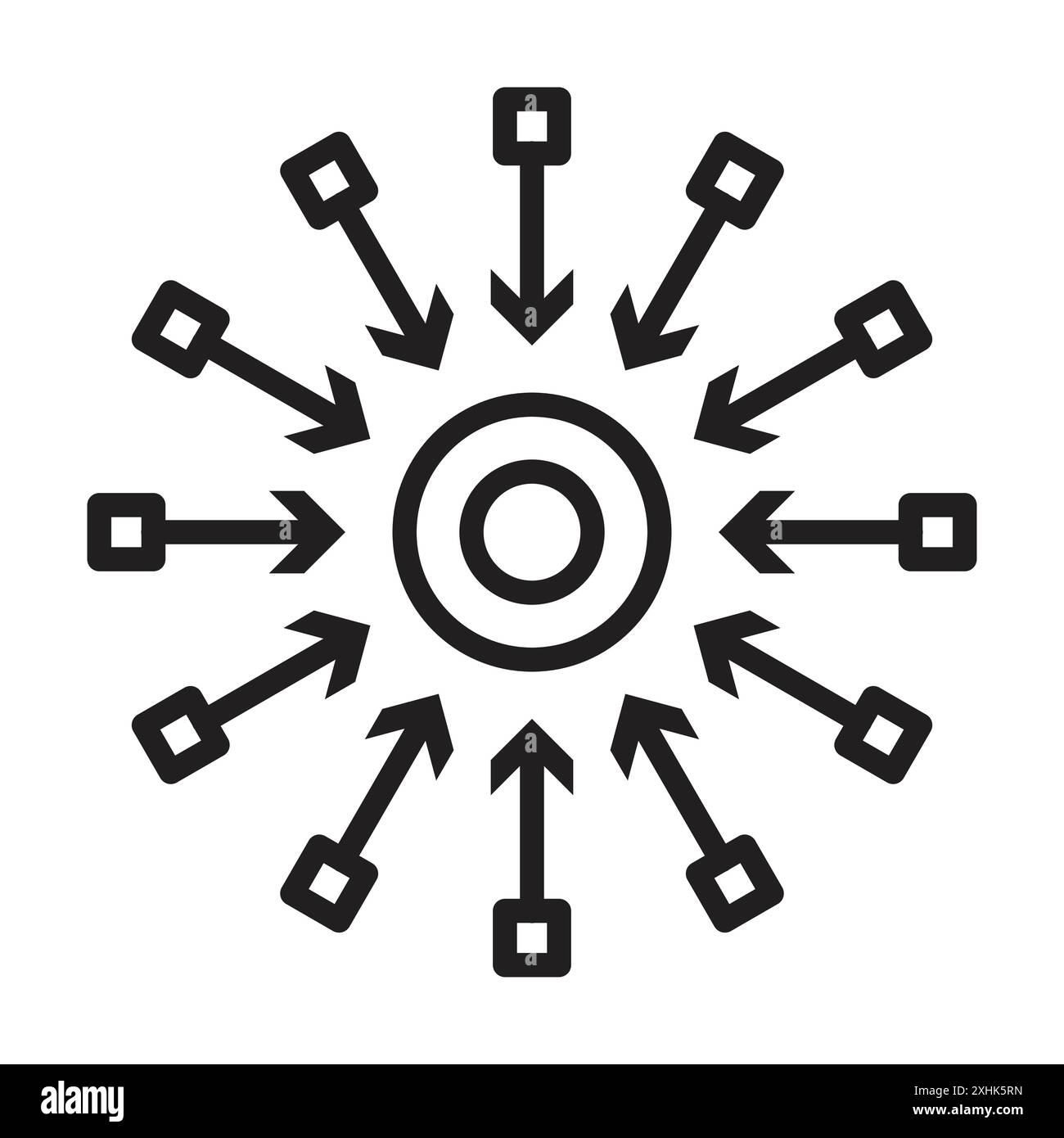 Centralized icon Black line art vector in black and white outline set ...