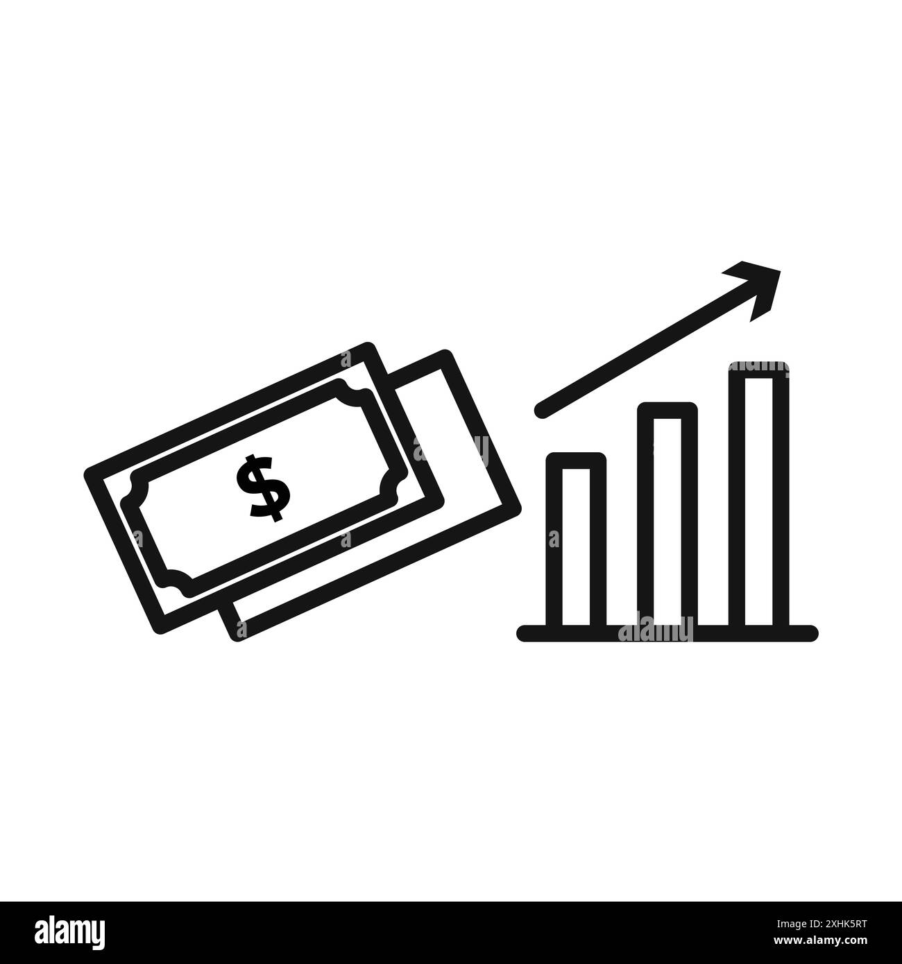 Earning icon Black line art vector in black and white outline set ...