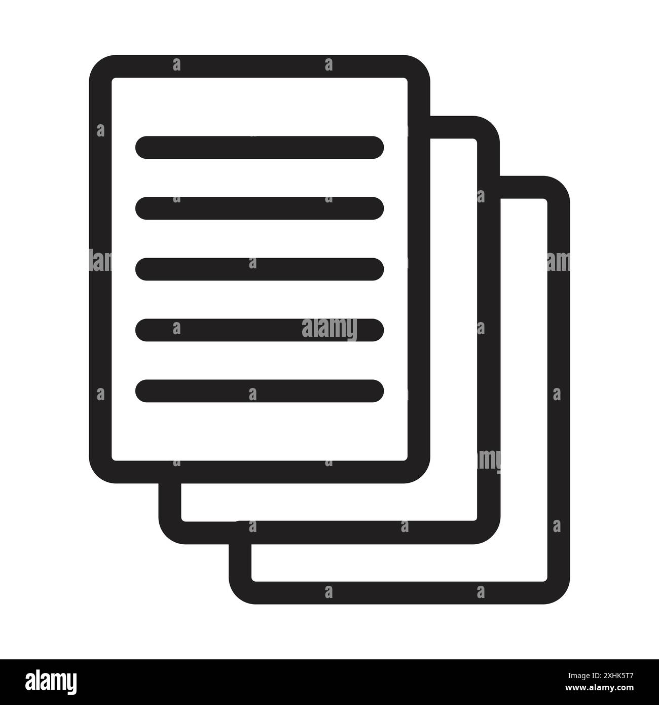 Document icon Black line art vector in black and white outline set ...
