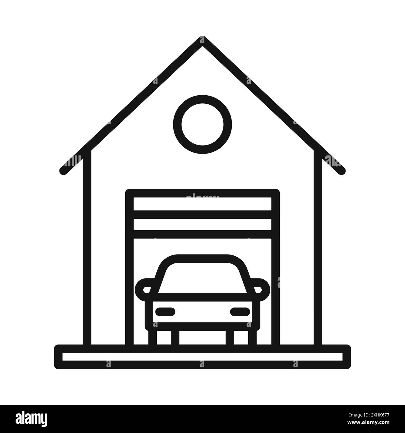 Garage icon Black line art vector in black and white outline set collection sign Stock Vector ...