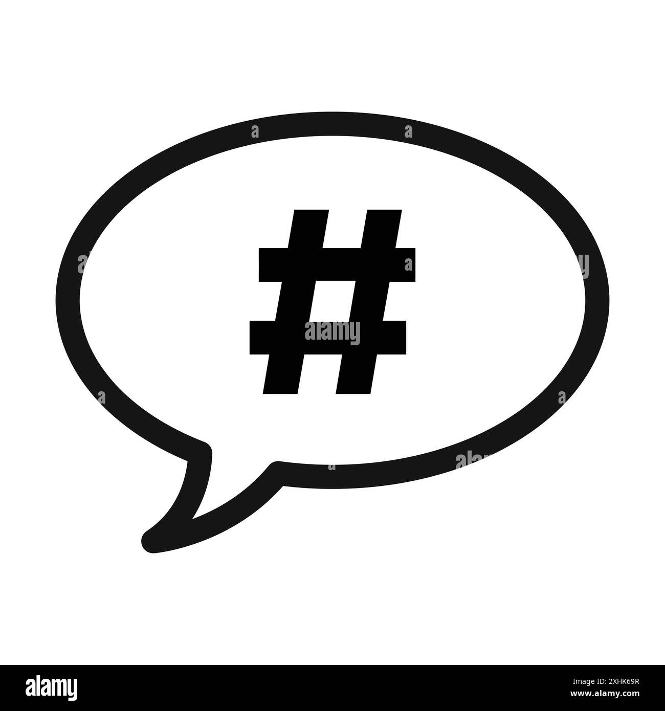 Hashtag icon Black line art vector in black and white outline set ...
