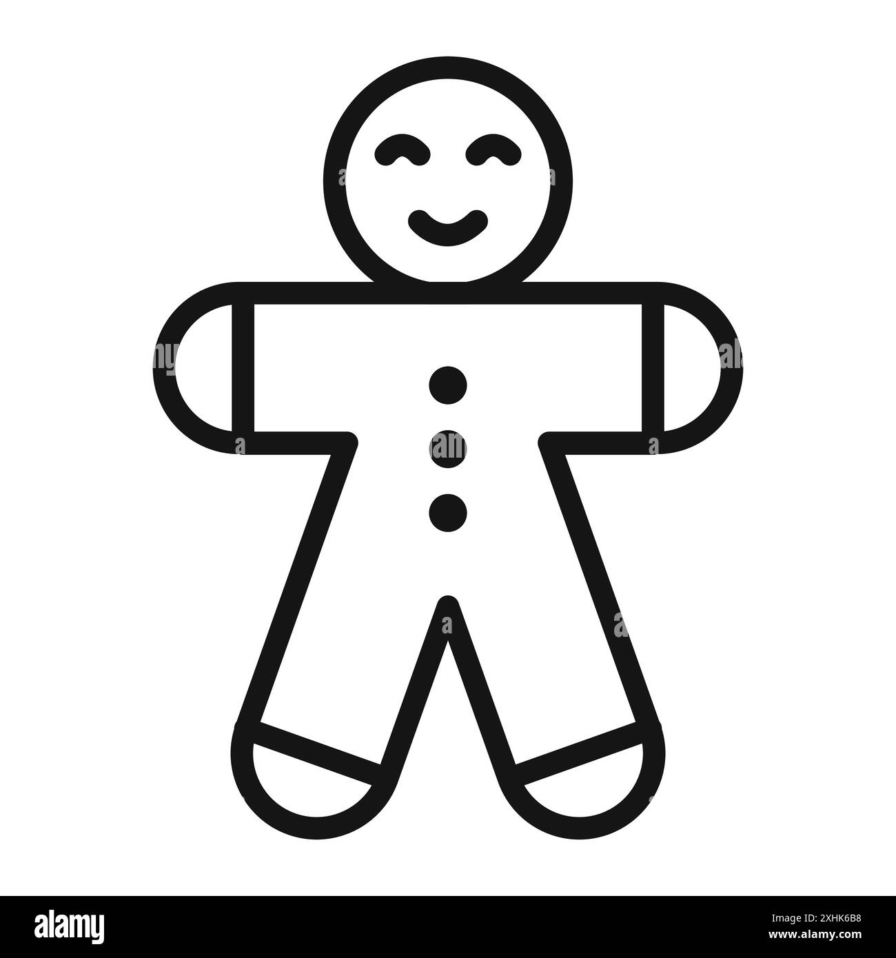Gingerbread Man Icon Black Line Art Vector In Black And White Outline