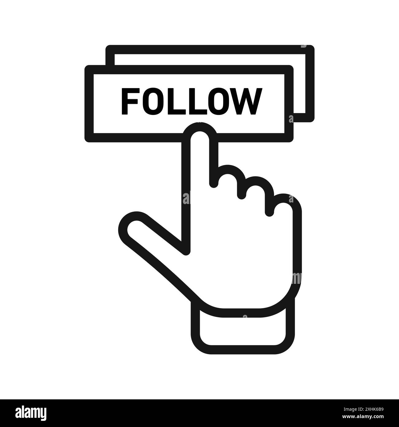 Following icon Black line art vector in black and white outline set ...